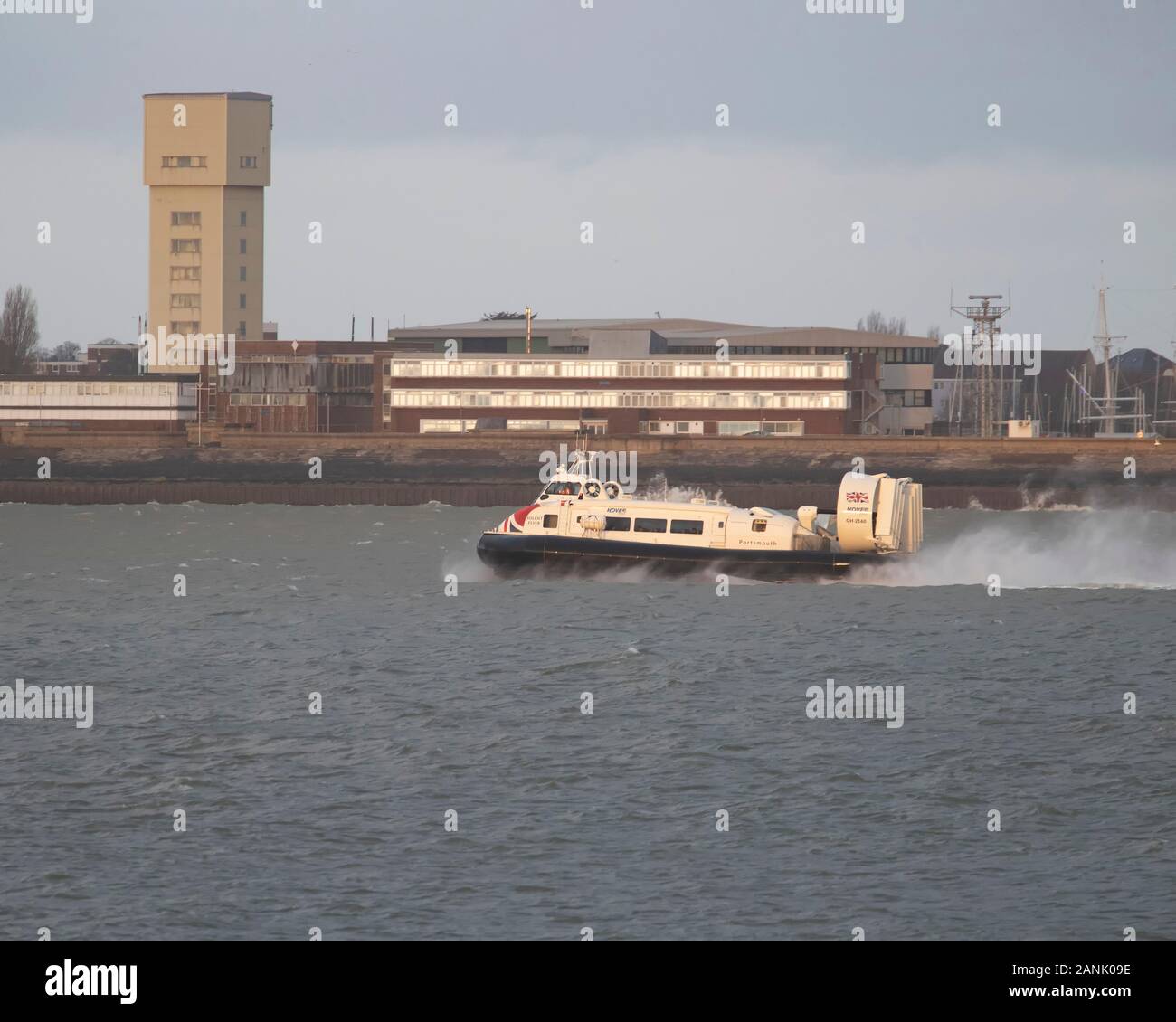 The hovercraft Solent Flyer GH-2160 leaving Southsea for Ryde Stock ...