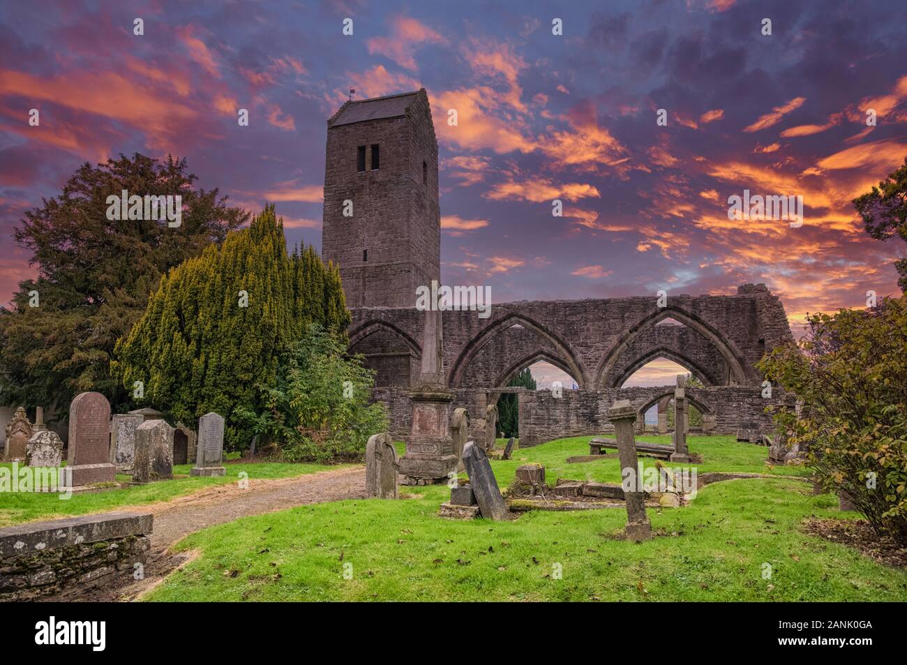 Ancient ruins of Muthill Old Church & Tower. The church dates from the ...
