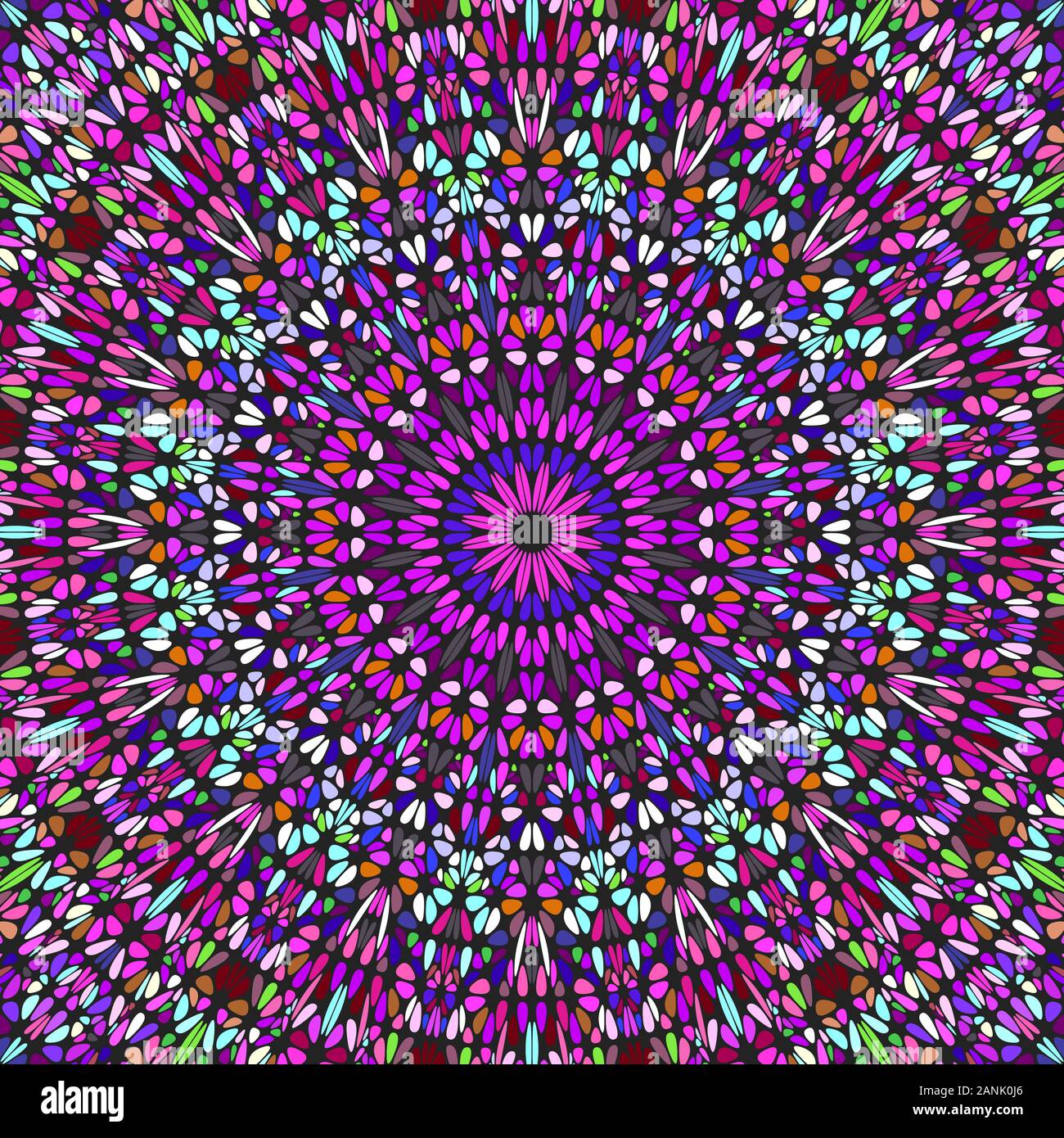 Dynamic Floral Mosaic Mandala Background Circular Psychedelic