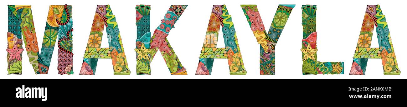 Female name Makayla. Vector decorative zentangle object Stock Vector ...