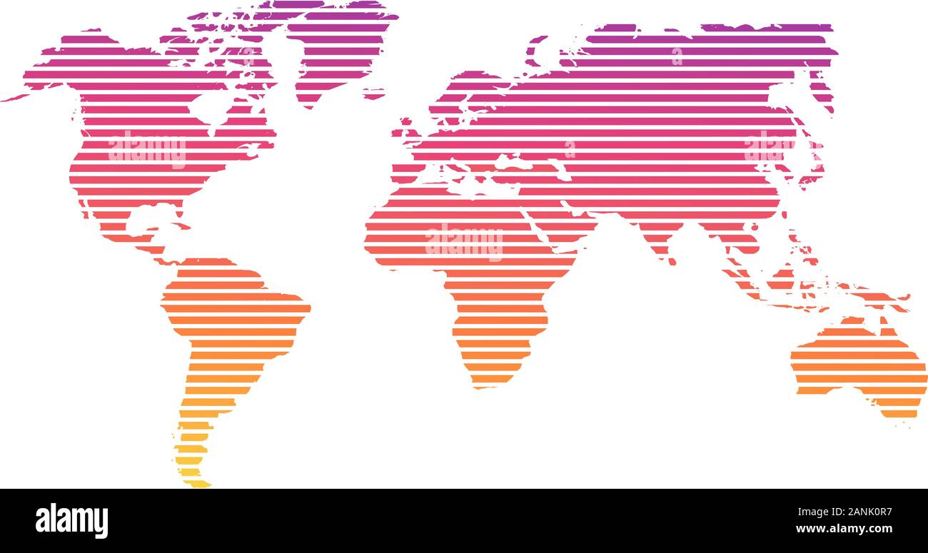 World map vector, line stylized design vibrant color gradient isolated ...