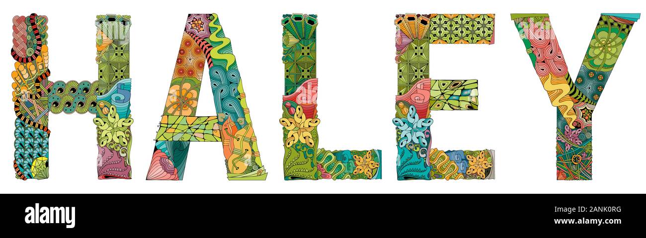 Female name Haley. Vector decorative zentangle object Stock Vector ...