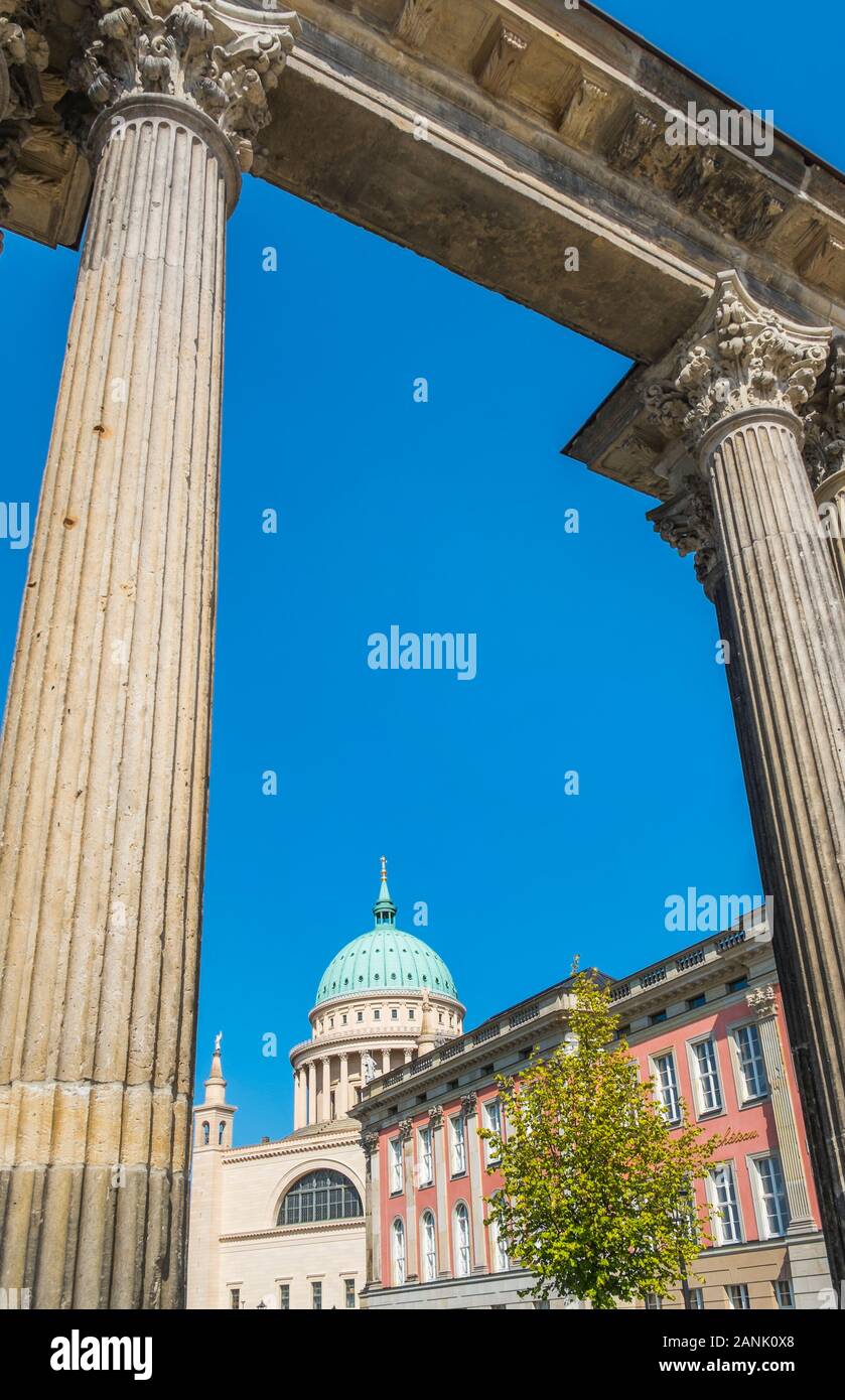 st nicholas church seen through corinthian columns Stock Photo - Alamy