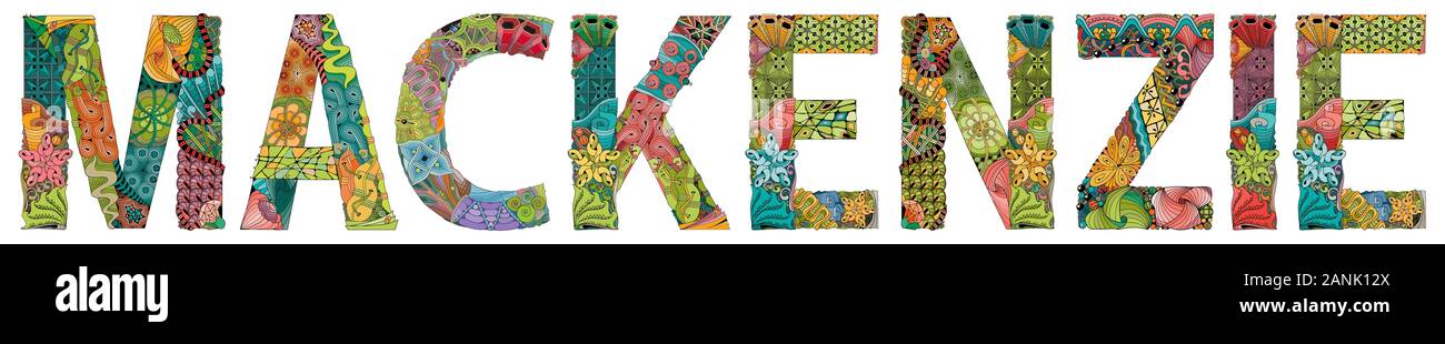 Female name Mackenzie. Vector decorative zentangle object Stock Vector ...