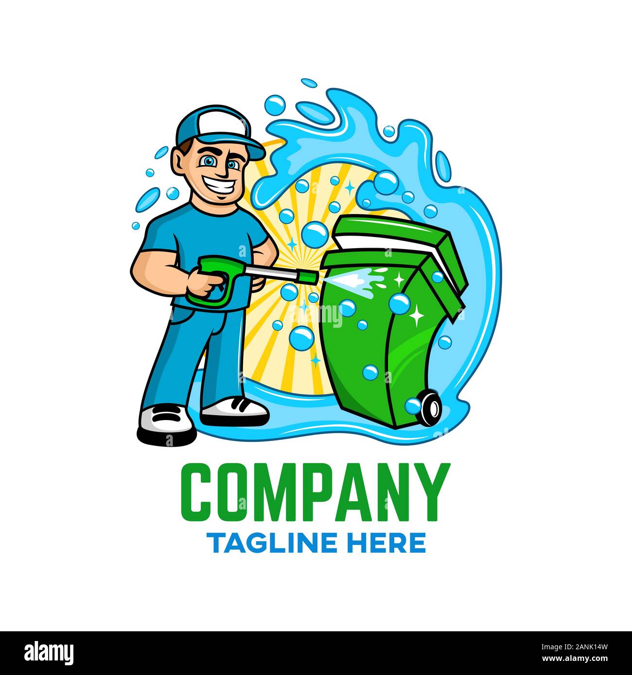 Modern Trash can with a guy logo. Vector illustration Stock Vector ...