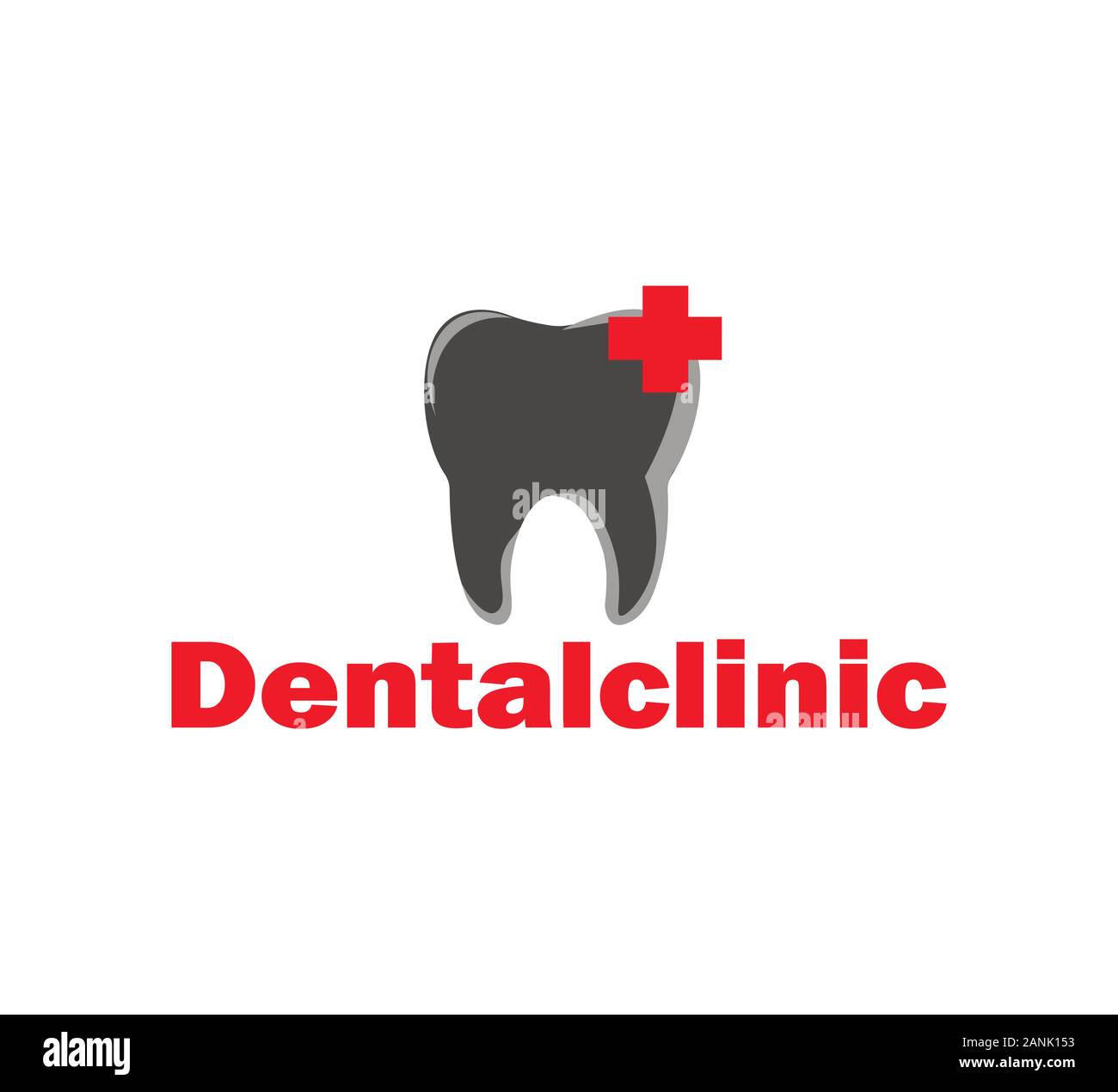 Dental clinic vector logo - gray tooth icon and red cross close-up ...