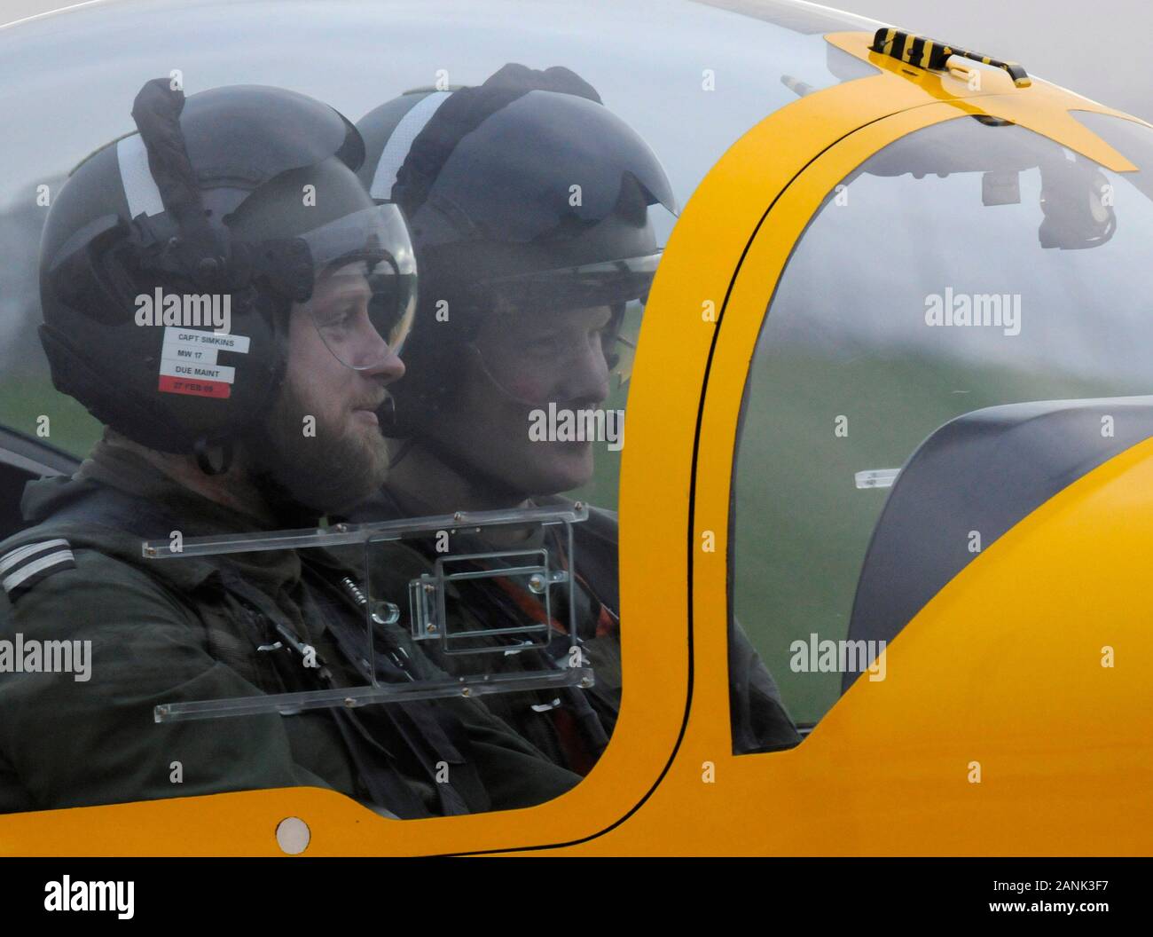 Prince Harry on his flying lesson in a Slingsby Firefly aircraft at ...