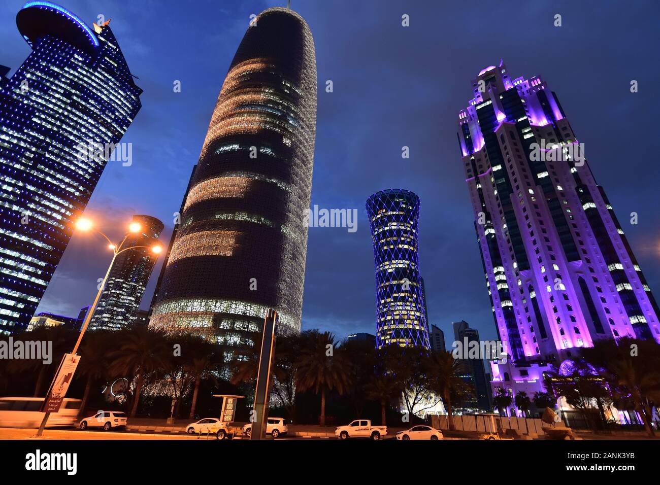 Doha, Qatar - Nov 18. 2019. Doha's Al Dafna area with the high-rises ...
