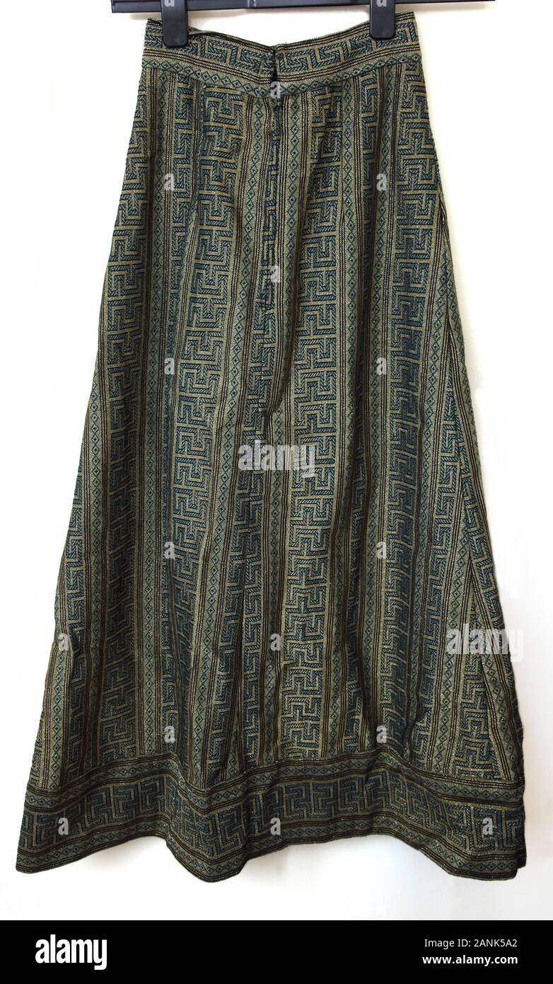 Long Gold and Green Skirt with Greek Key Pattern Stock Photo - Alamy