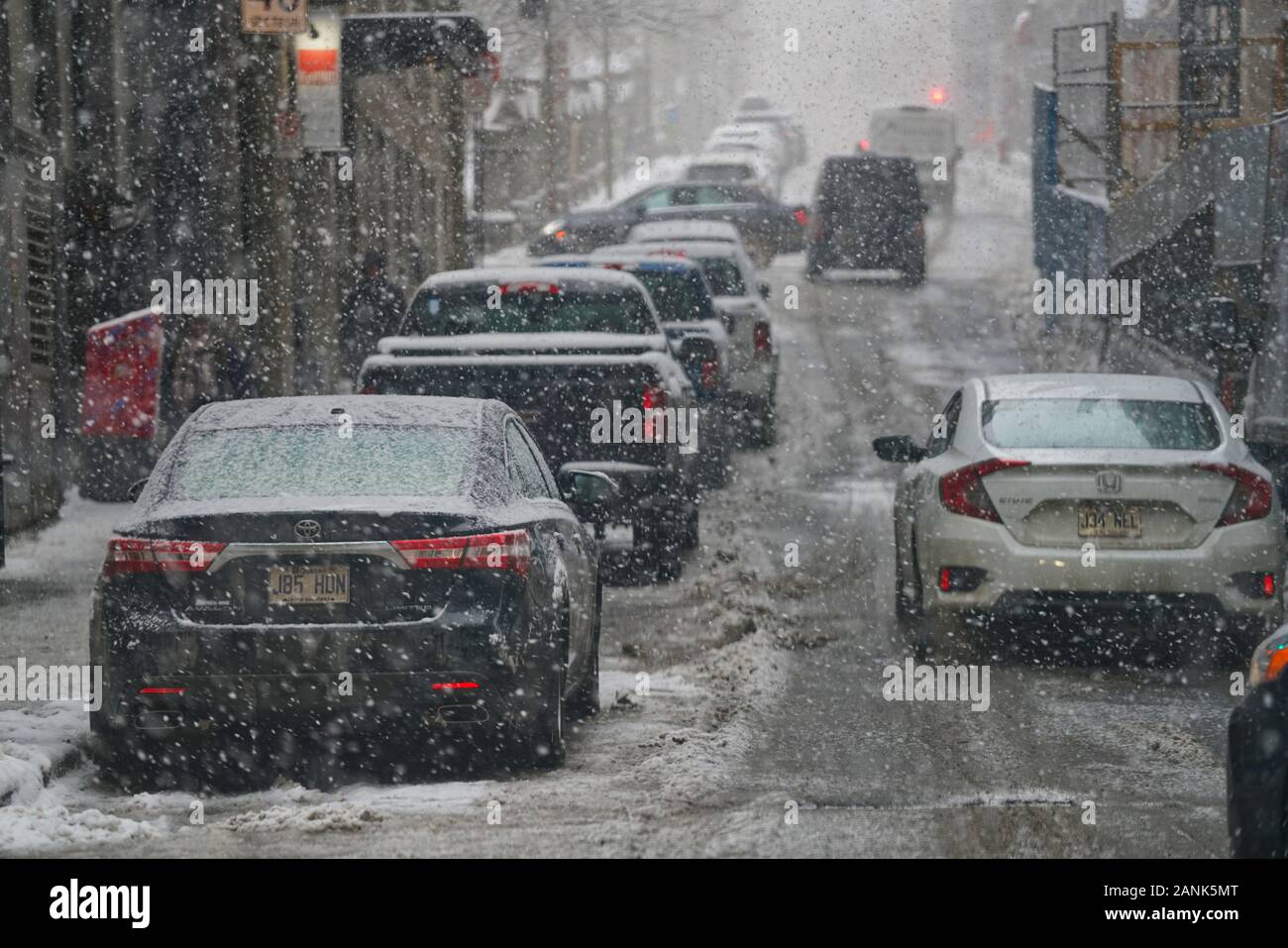 Montreal,Quebec,Canada,January 16,2020.Begining of snowstorm in ...