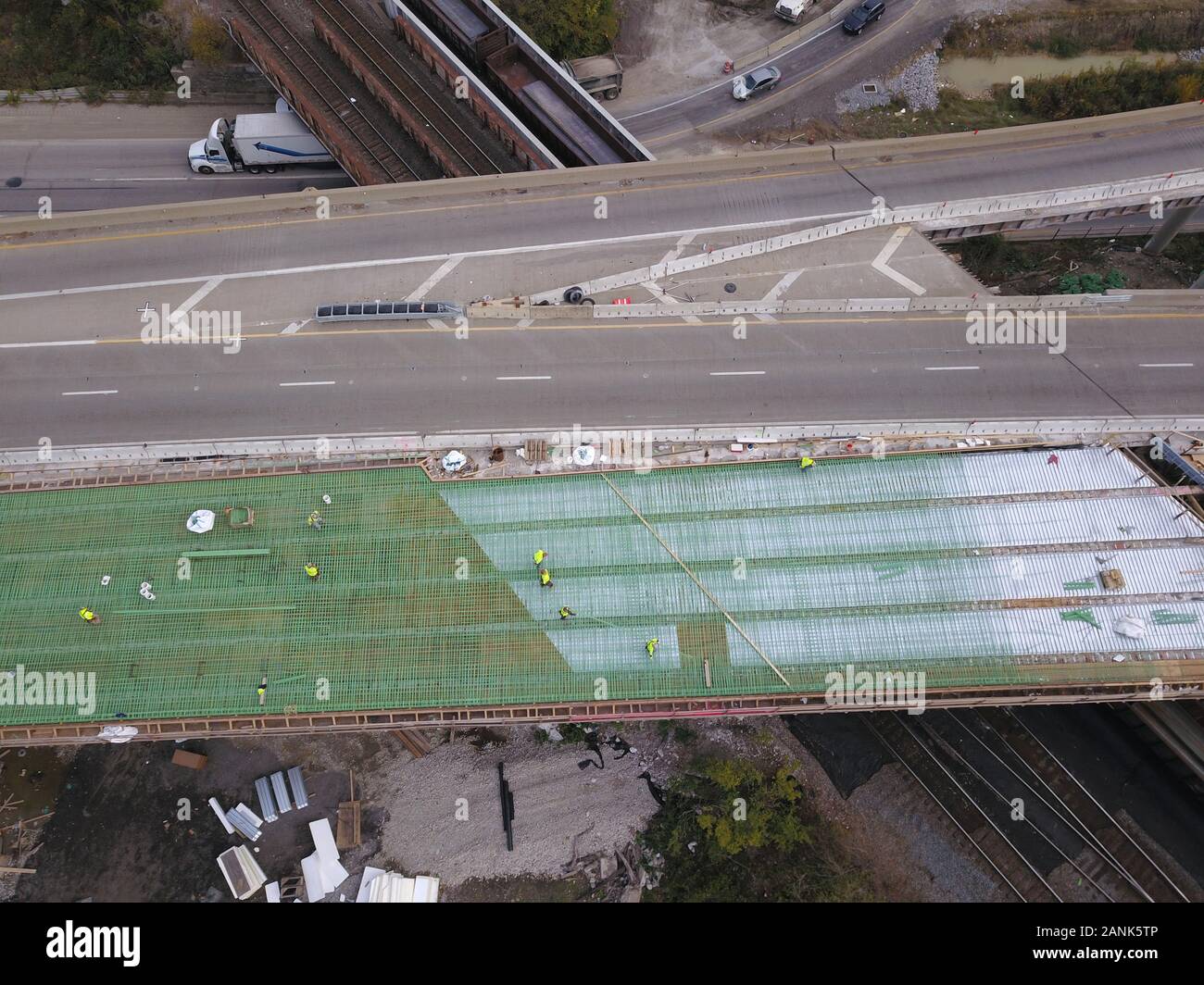 drone aerial I-75 interstate bridge construction Cincinnati Ohio Stock ...