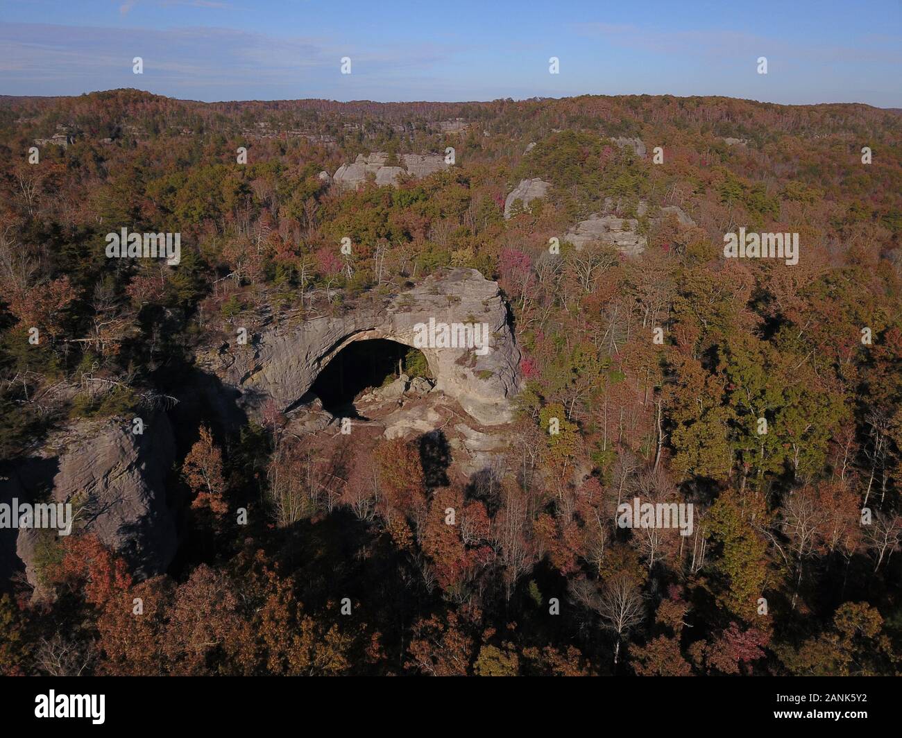 Drone aerial Natural Arch Kentucky USA A rock bridge Stock Photo - Alamy