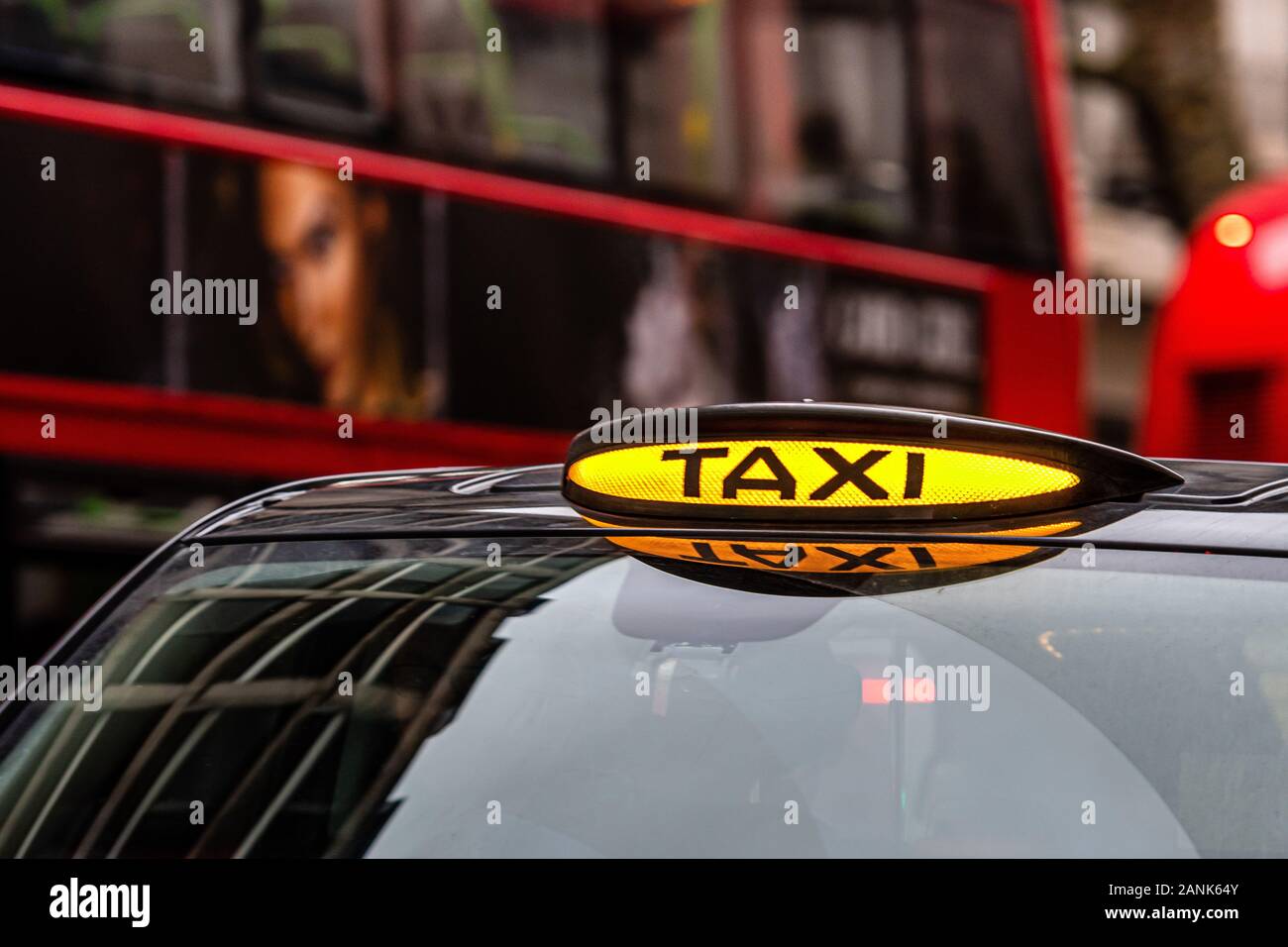 London, England, UK - December 31, 2019: A british london black taxi ...