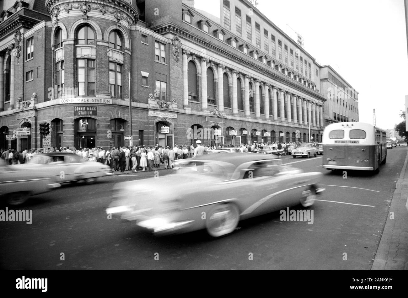 Crowd and Traffic outside Connie Mack Stadium, Philadelphia ...