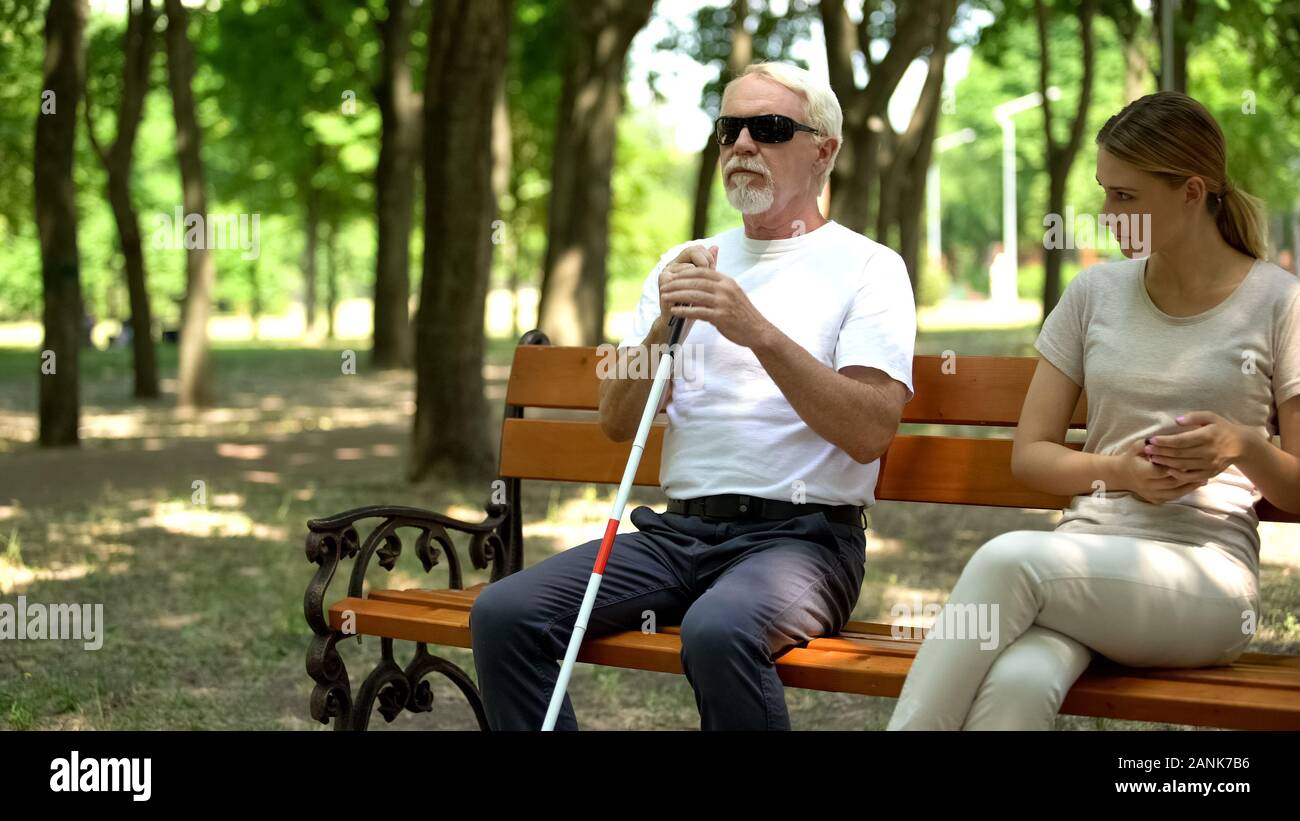 Blind man sitting on bench hi-res stock photography and images - Alamy