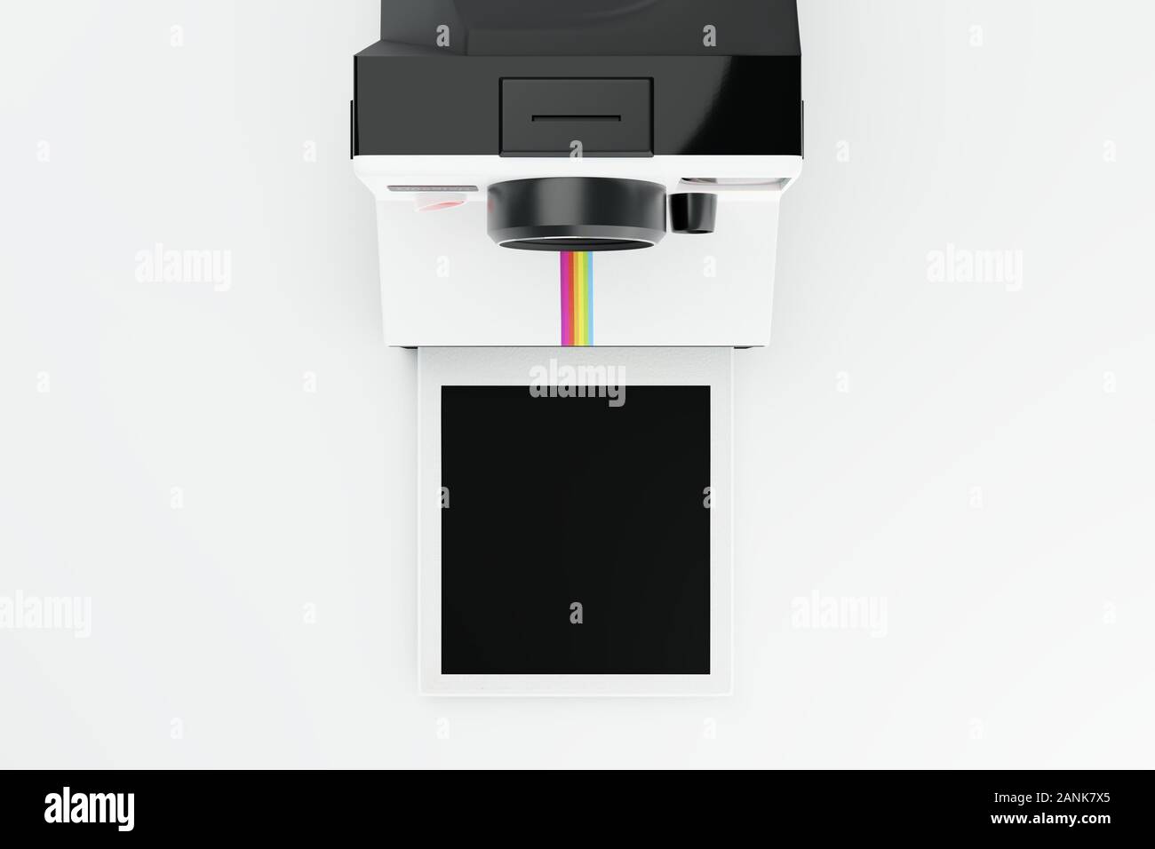 Vintage instant camera with empty frame, evenly lit on a clean studio ...
