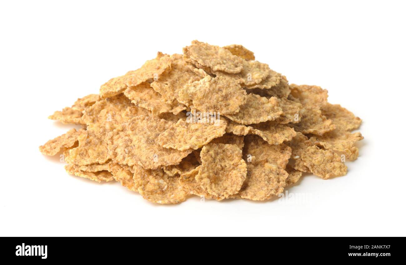 Pile of organic bran flakes isolated on white Stock Photo - Alamy