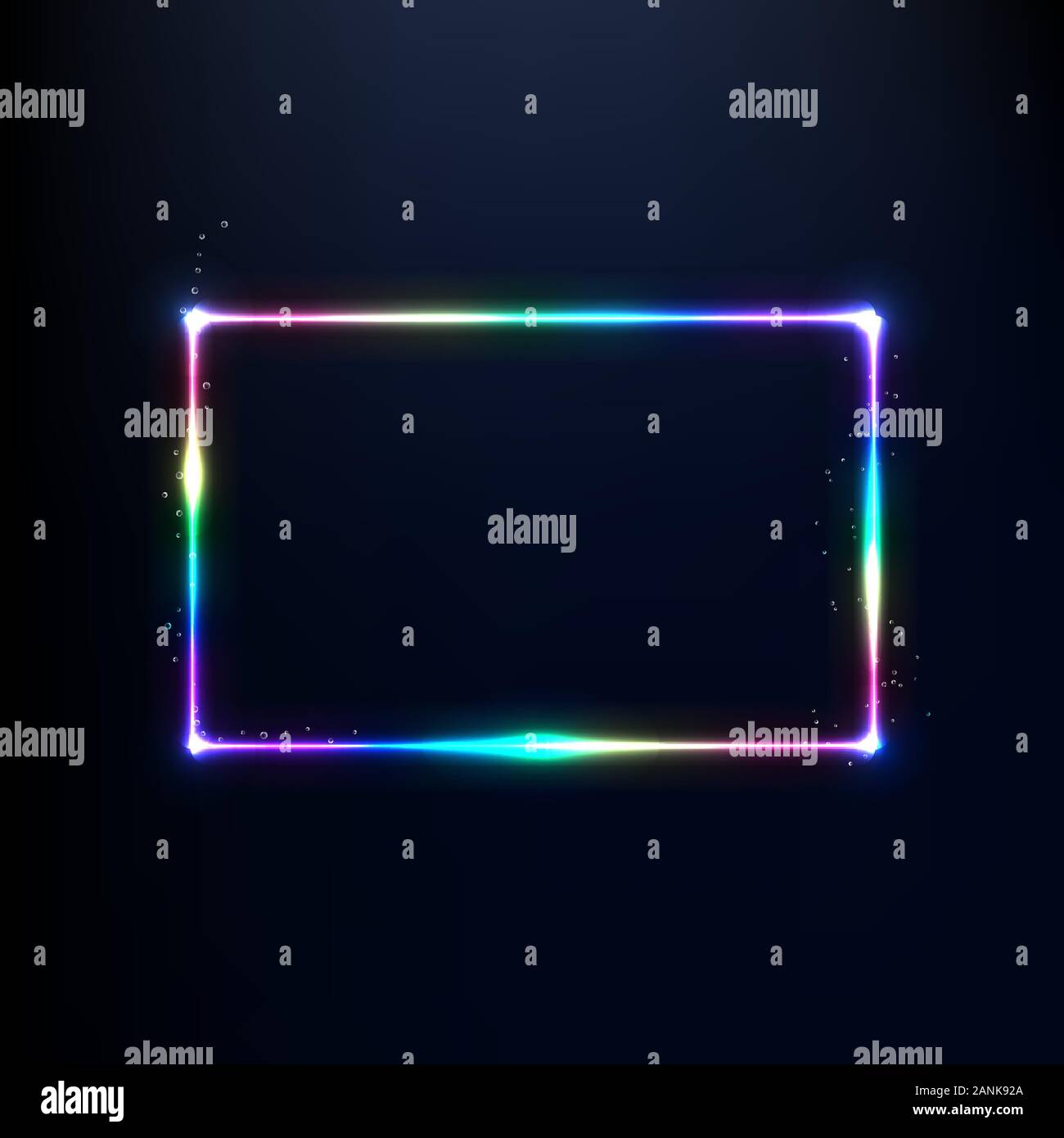 A neon rainbow rectangle is edged with sequins. Vector Illustration ...