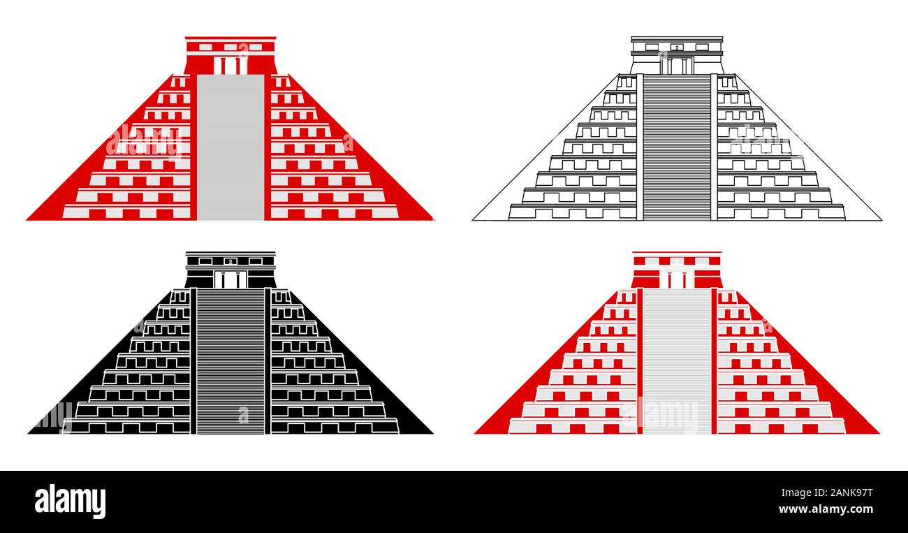 The castle temple of Kukulcan in front view Stock Vector Image & Art ...