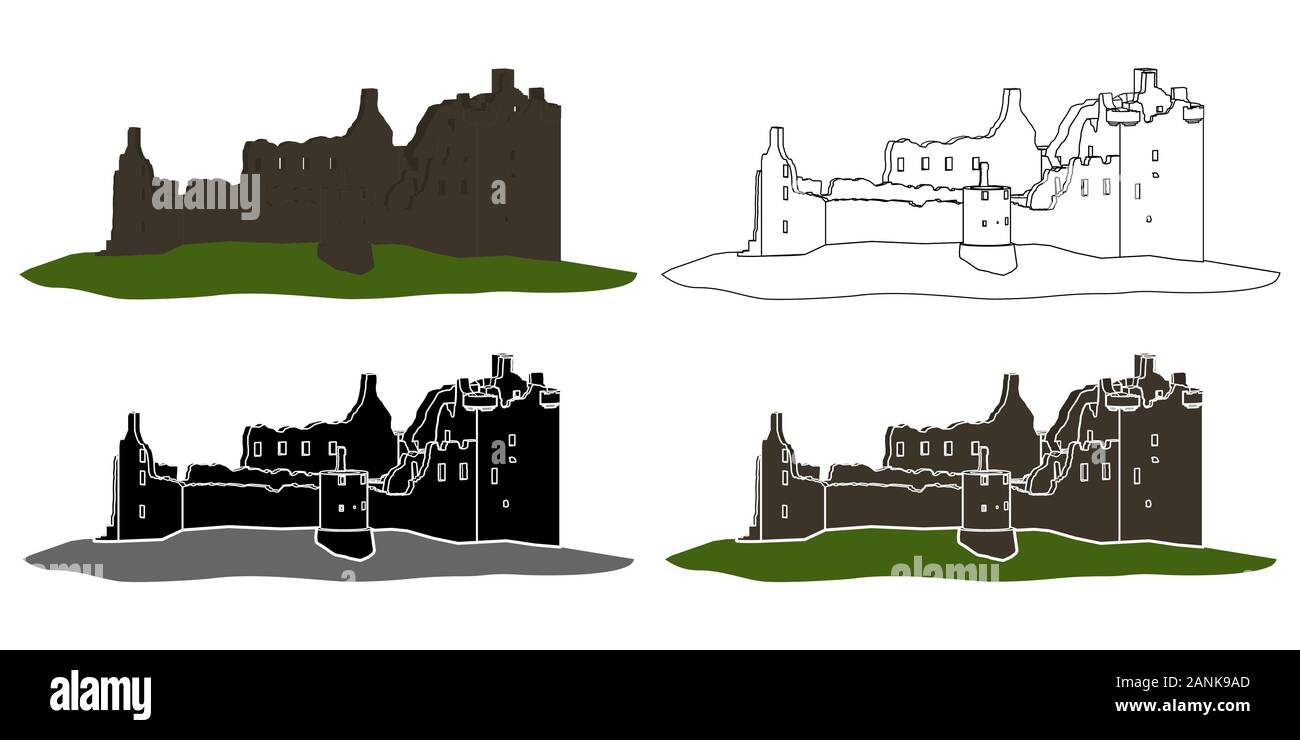 Scotland castle ruins castle Stock Vector Images - Alamy