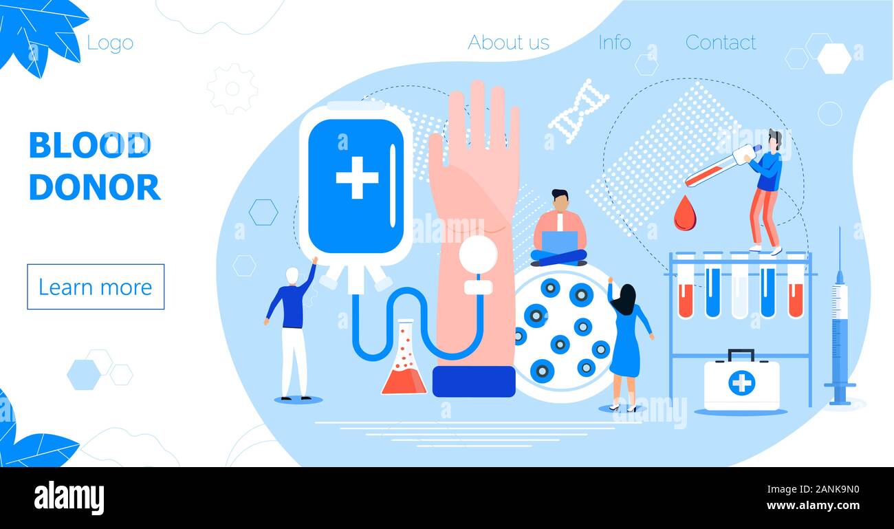 Blood donor tiny people character concept vector illustration ...