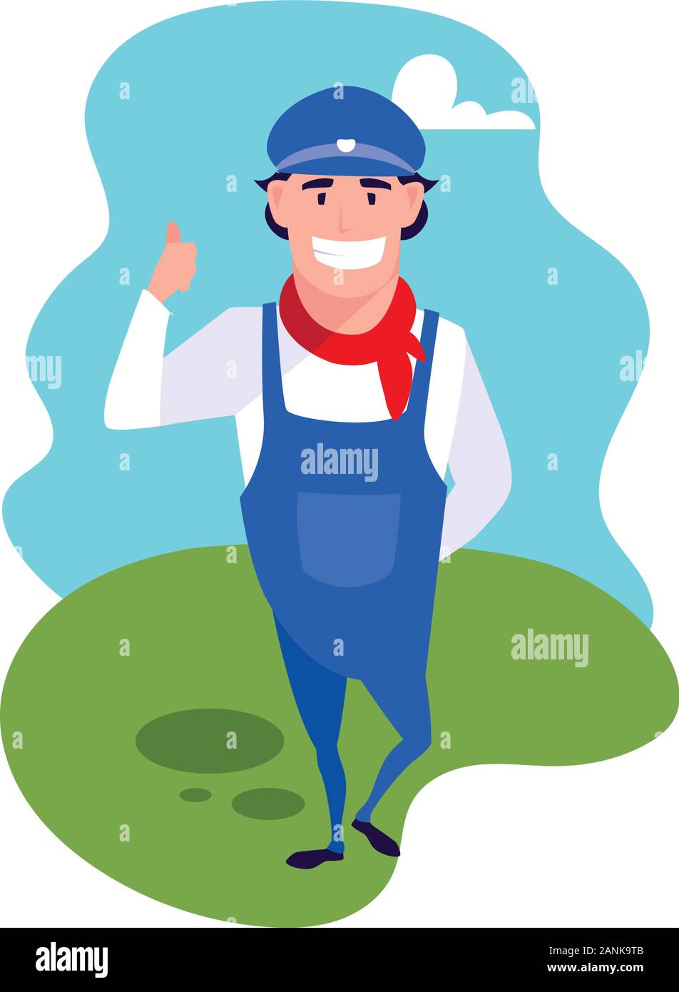 man train driver standing with background landscape vector illustration ...