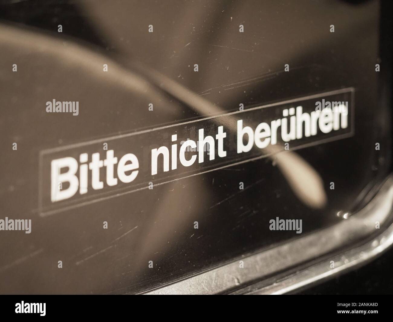 Bitte nicht beruehren (translation: Please do not touch) label in ...