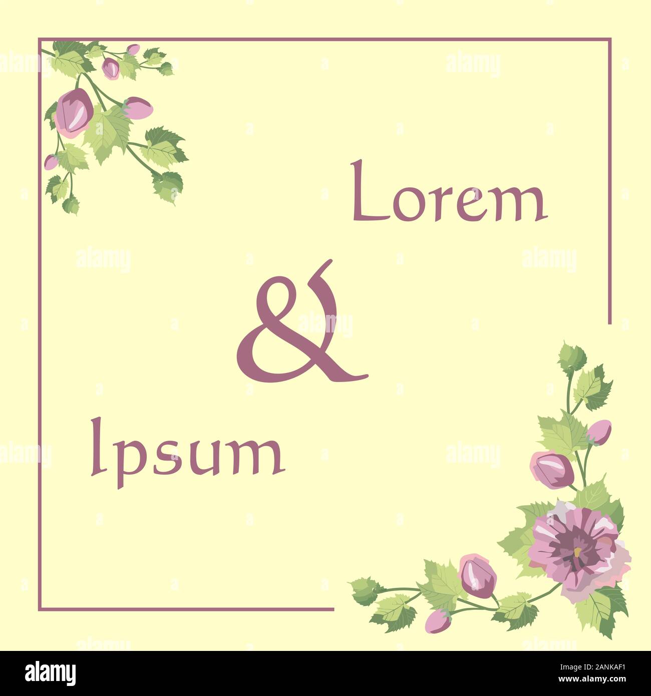 Set of card with flower and leaves for wedding invitation. Lettering ...