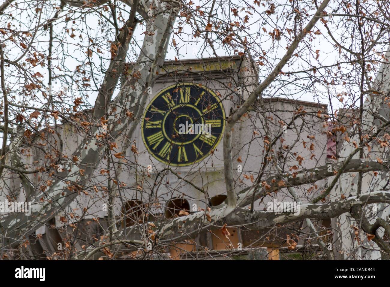A view of the city. Old roof clock. Architecture of old buildings Stock ...