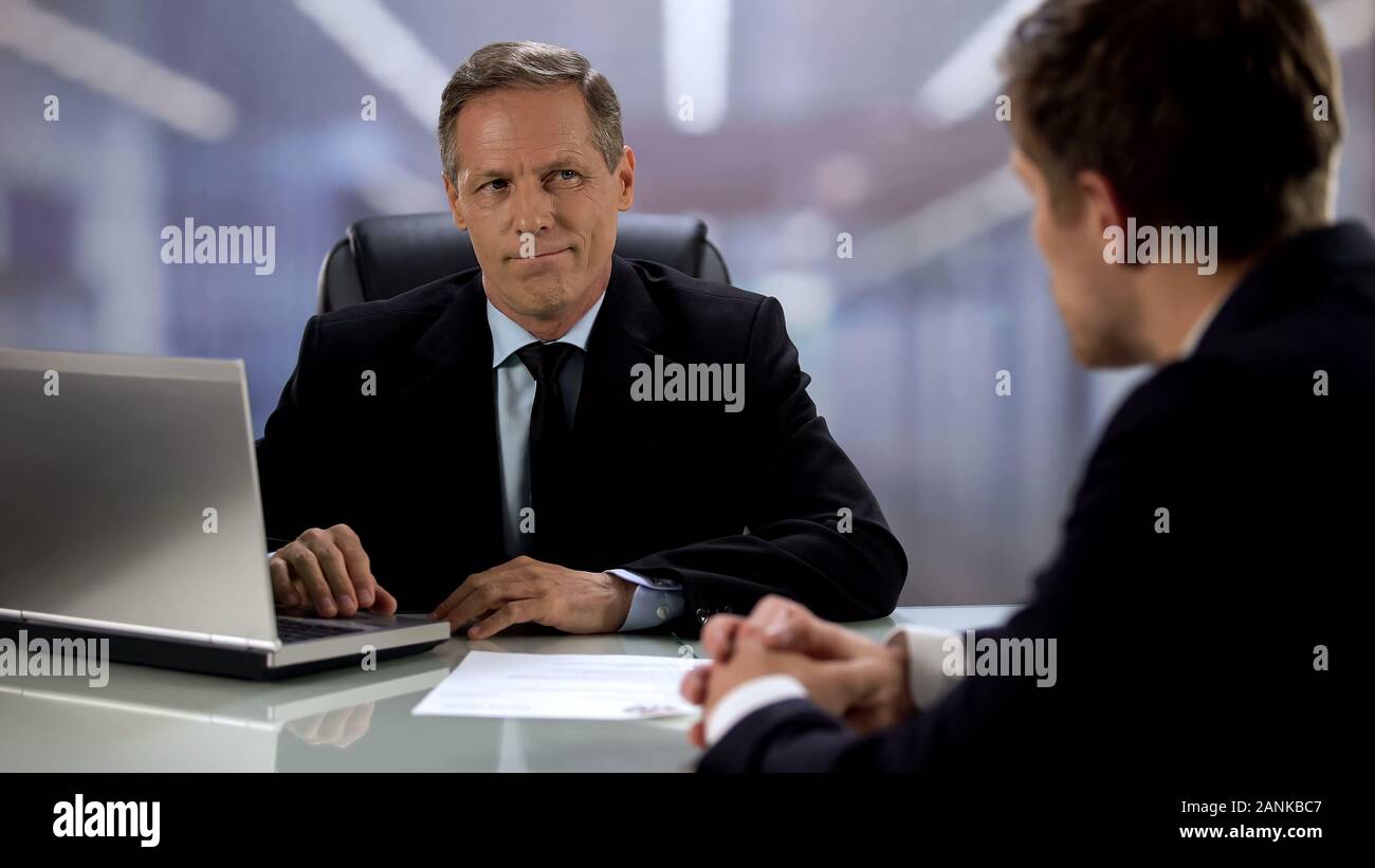 Company hr looking at candidate, negative result of interview, failed ...