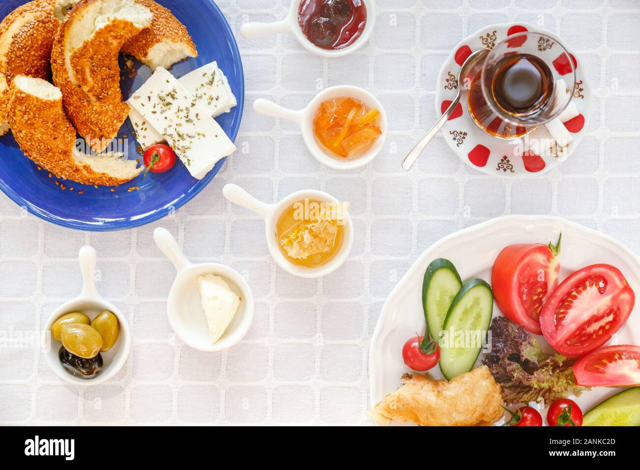 Turkish tea, Cheese, Honey, Jam, Olives, Simit. Authentic turkish ...