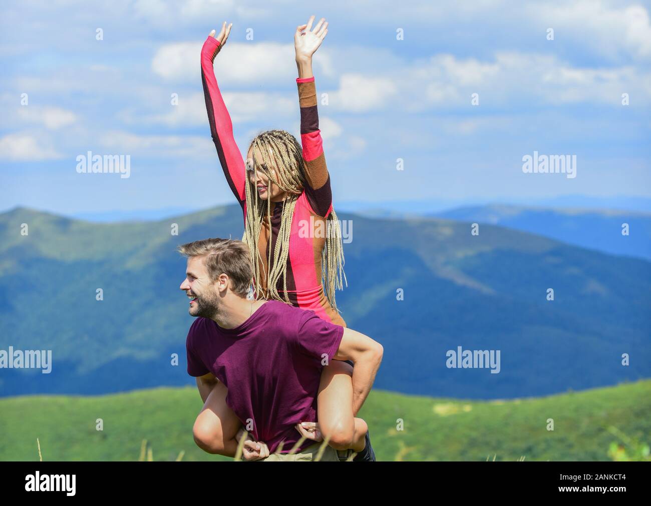 Two hearts full of love. Beautiful couple embracing landscape ...