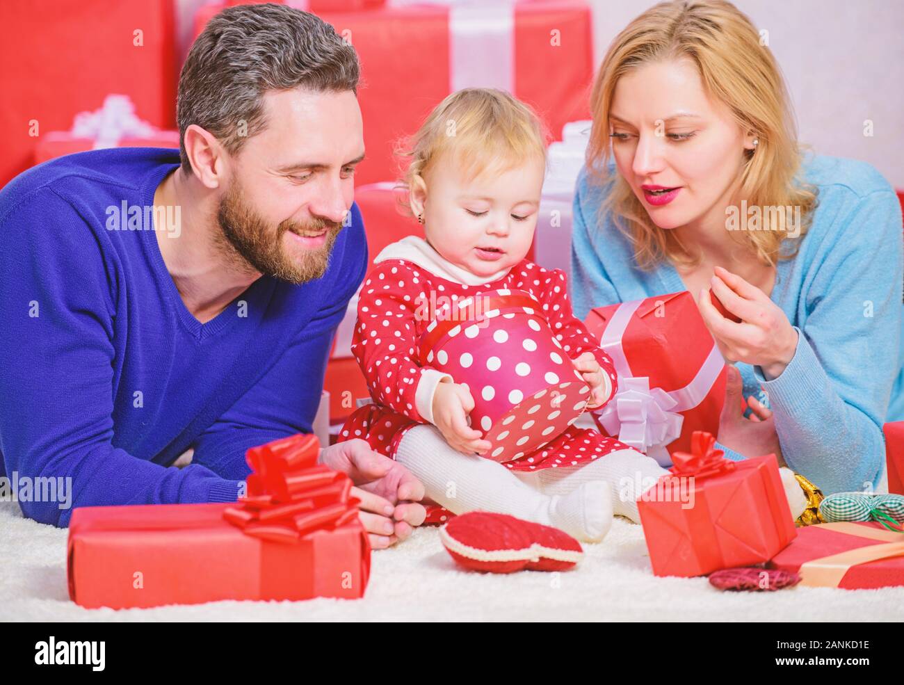 Lovely family celebrate valentines day. Happy parents. Couple in love ...