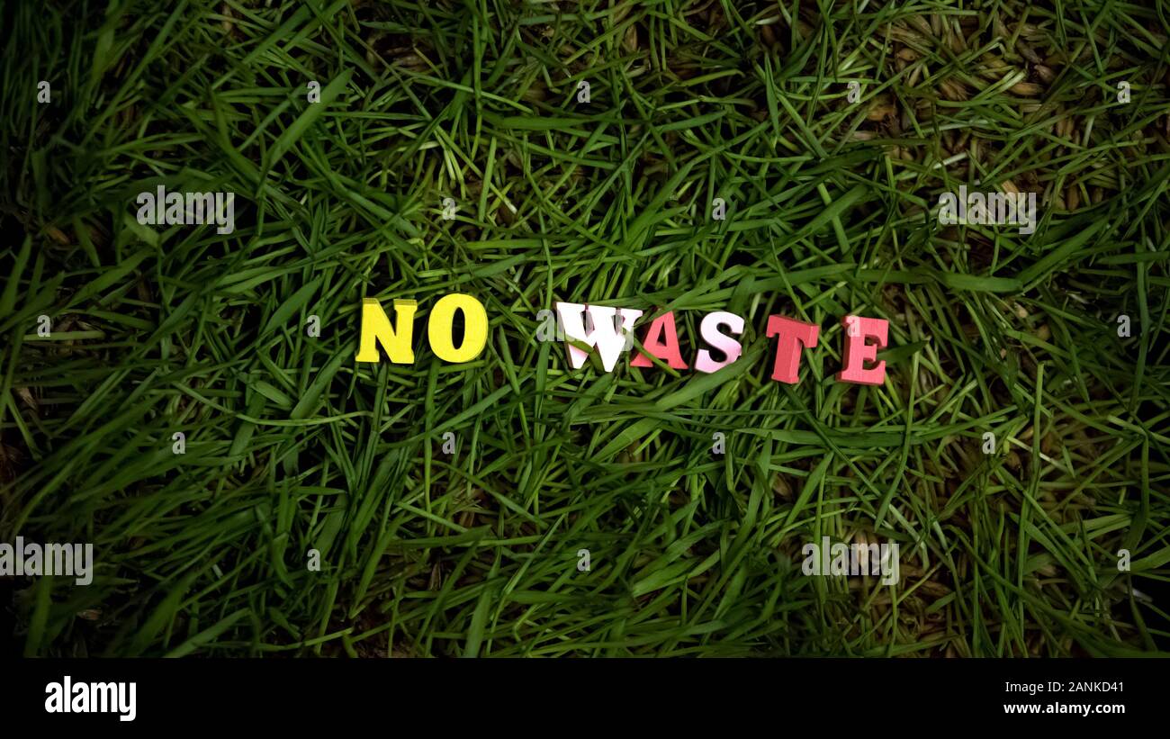 No waste phrase on green grass, environmental pollution problem, nature ...