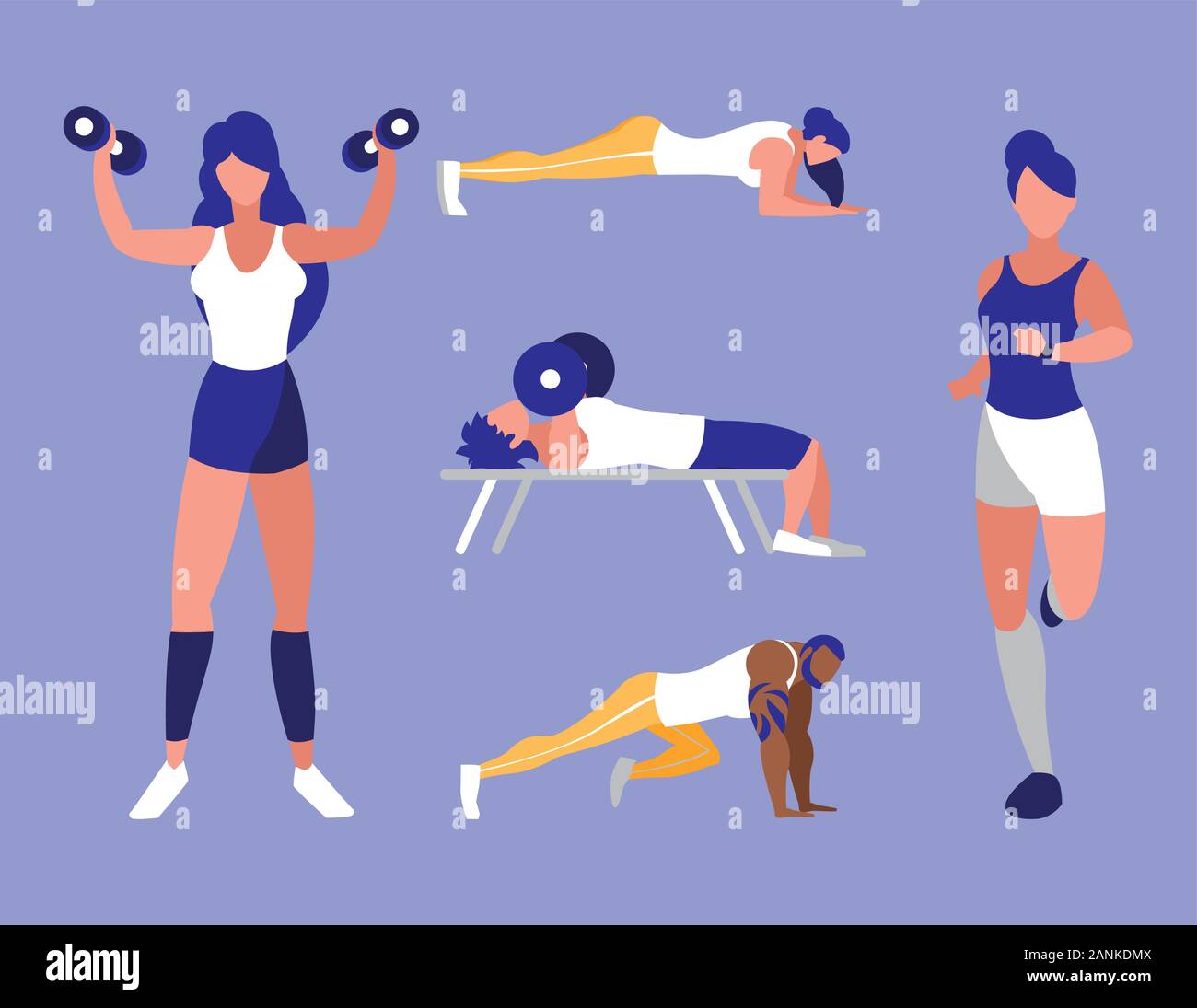set of people doing recreational activities vector illustration design ...