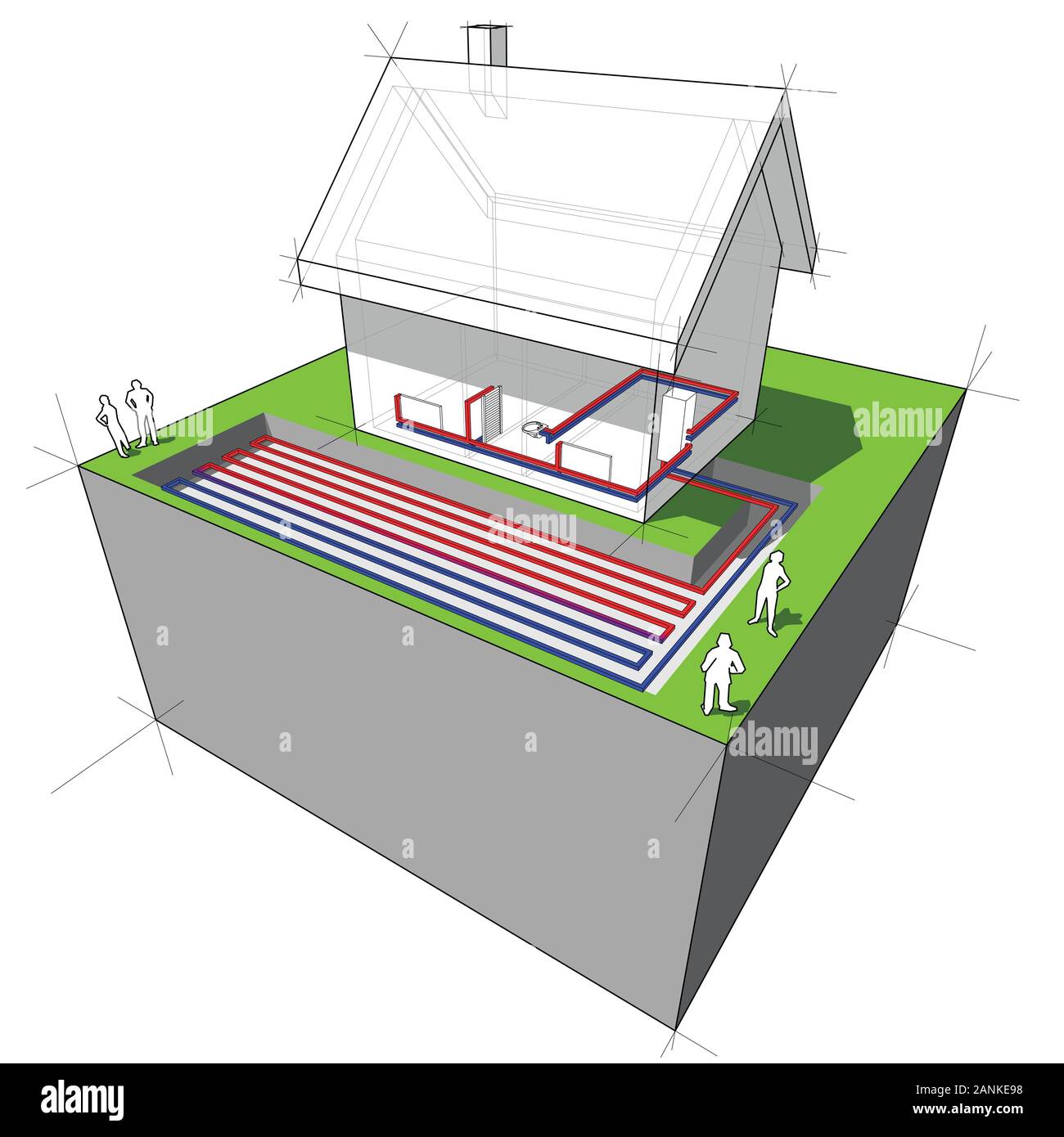 Geothermal heat pump home Stock Vector Images - Alamy