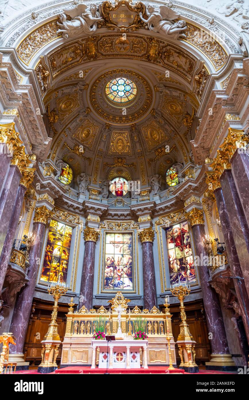 Interior view, chancel, altar and dome, Berlin Cathedral, Berlin ...