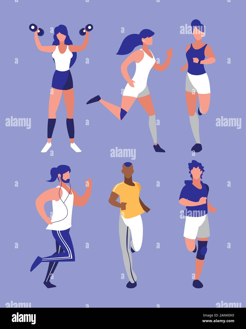 set of people doing recreational activities vector illustration design ...