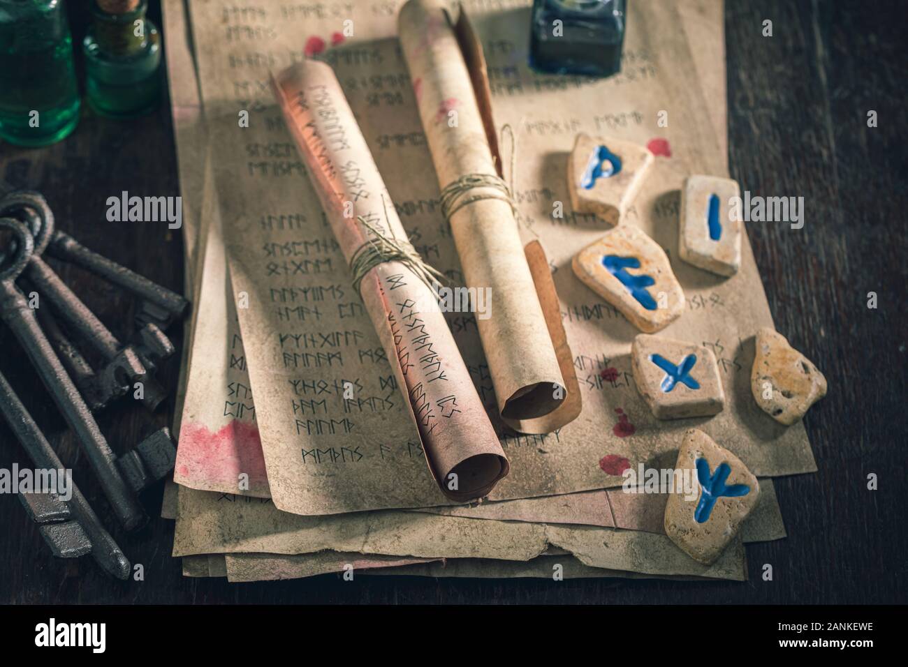 Unique divination by rune stones based on futhark alphabet Stock Photo ...