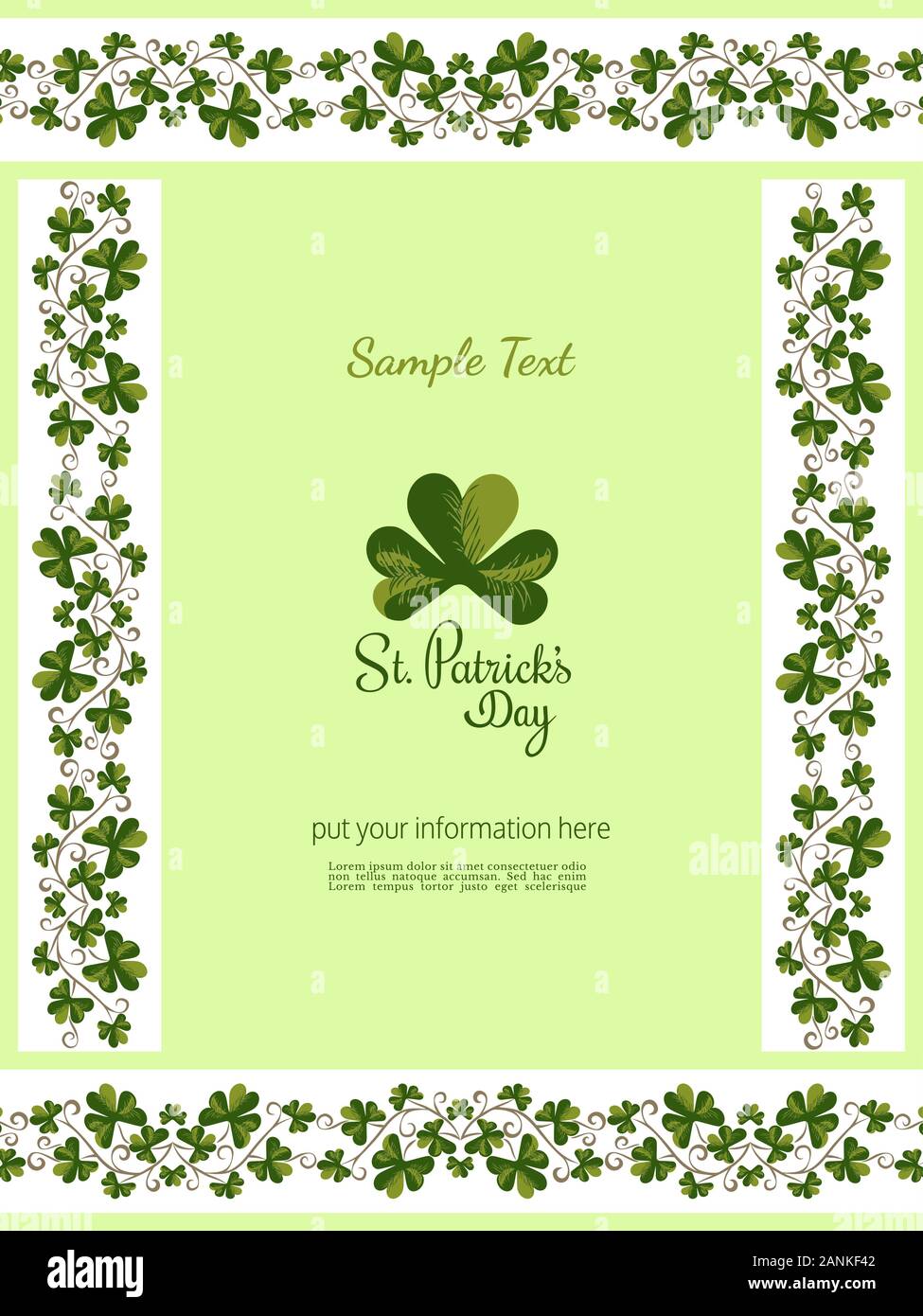 Shamrock hand drawn pattern ribbon flat vector frame Stock Vector Image ...