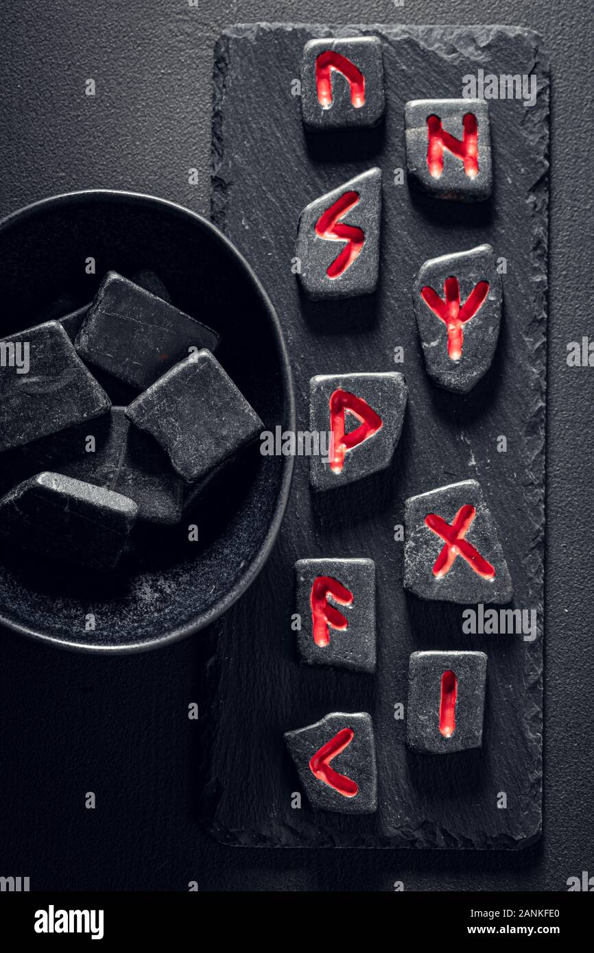 Magic runic divination by stones based on antique scrolls Stock Photo ...