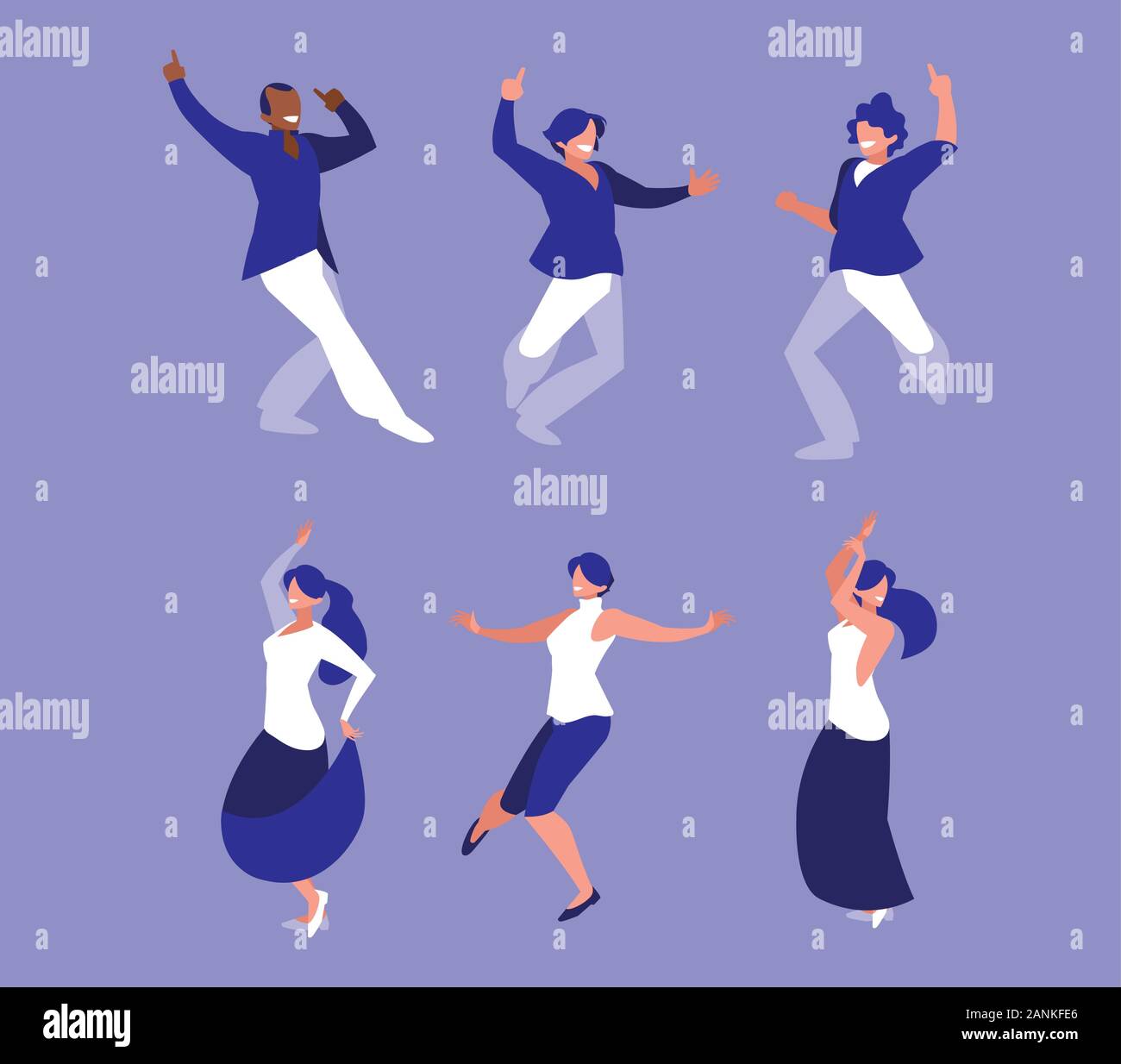 set of people dancing party, dancing club, music and nightlife vector ...