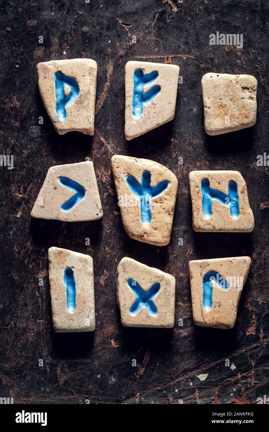Extraordinary divination by rune stones based on antique scrolls Stock ...