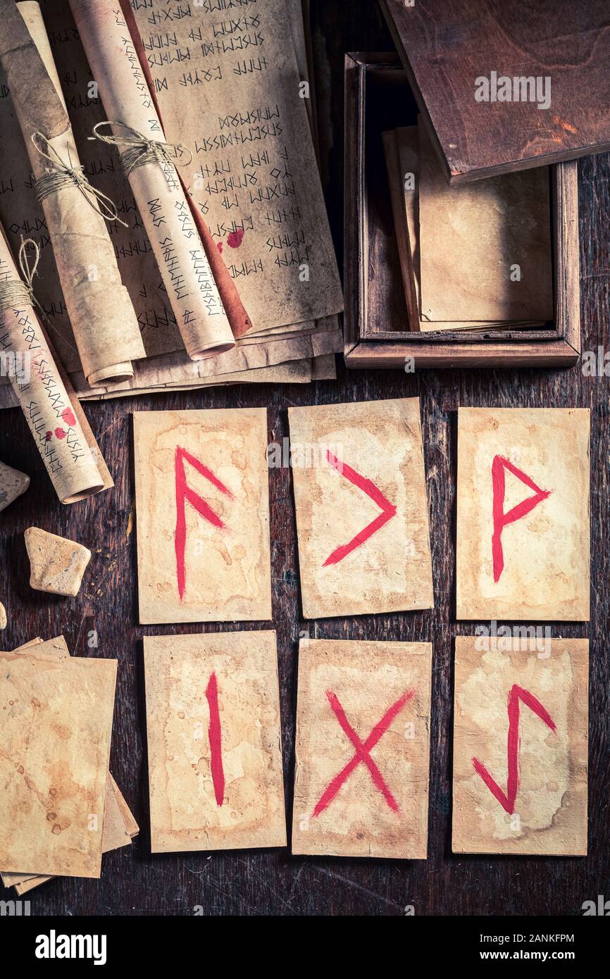 Unique runic divination by cards based on futhark alphabet Stock Photo ...