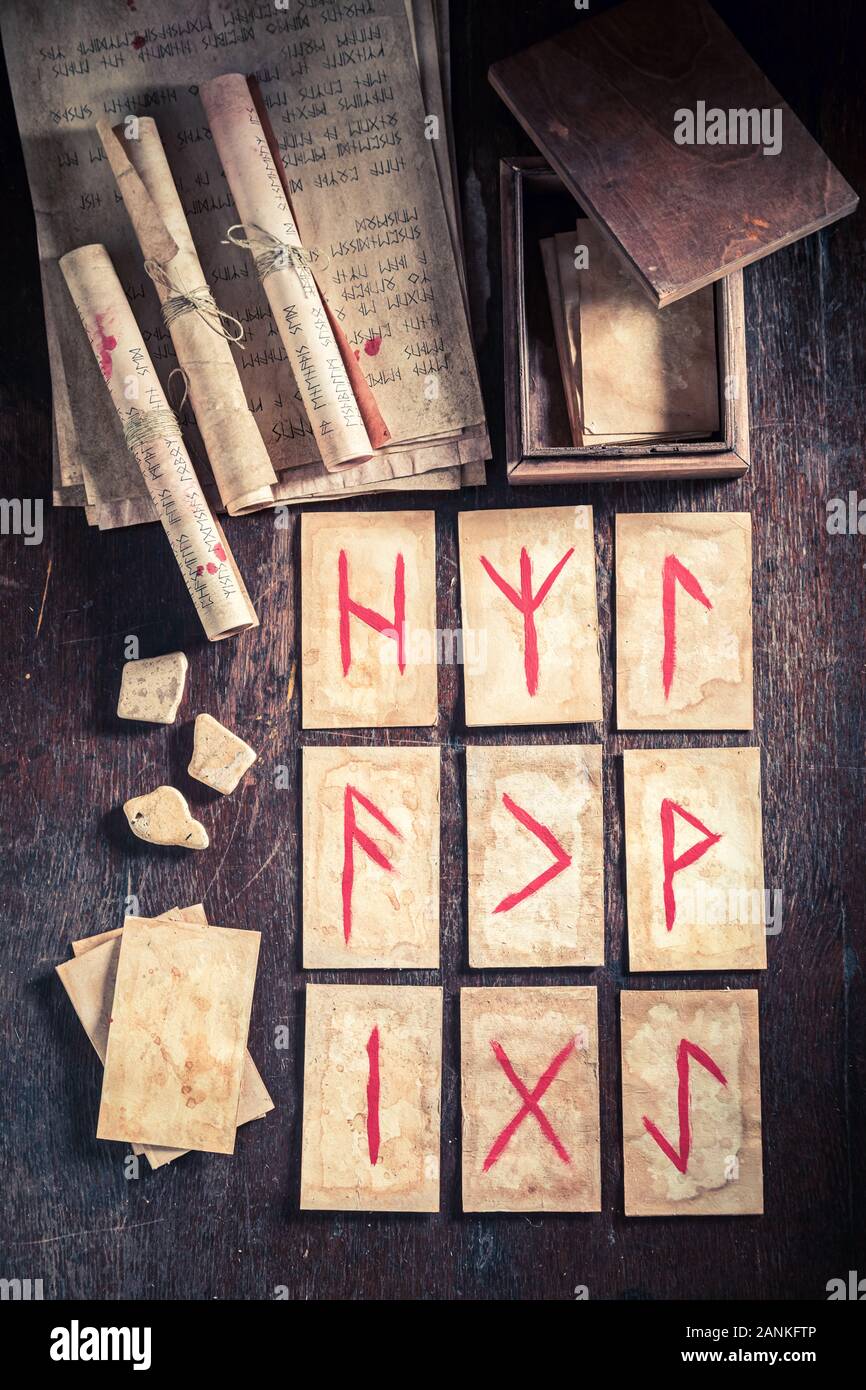 Extraordinary runic divination by cards based on futhark alphabet Stock ...