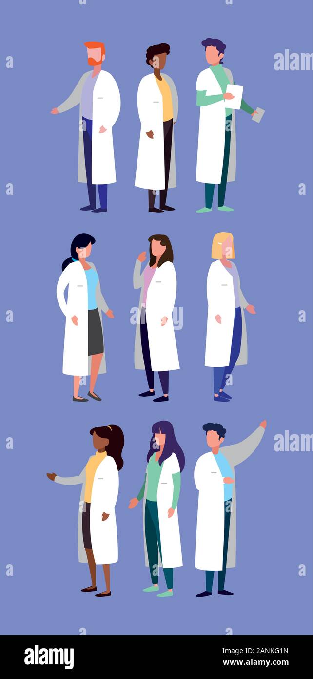 group of doctors , medical staff and medical team vector illustration ...