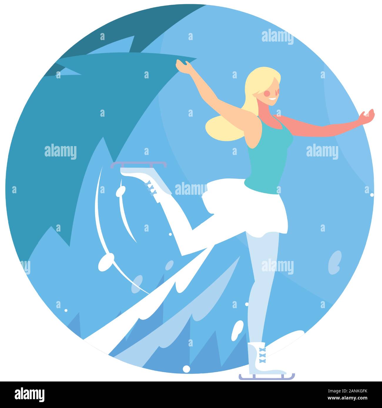 woman practicing figure skating , ice sport vector illustration design ...