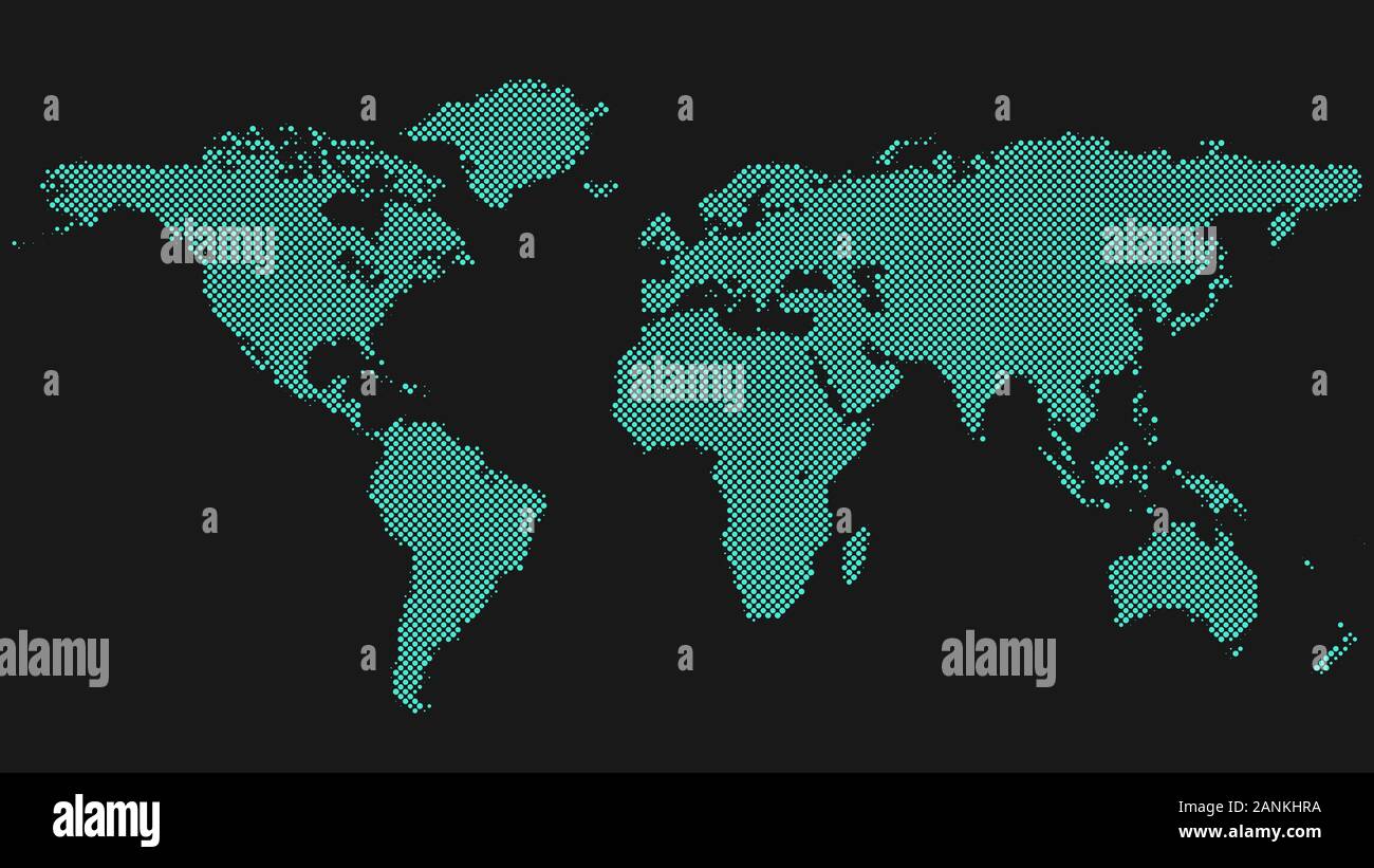 Halftone world map background - vector dot pattern design Stock Vector Image & Art - Alamy