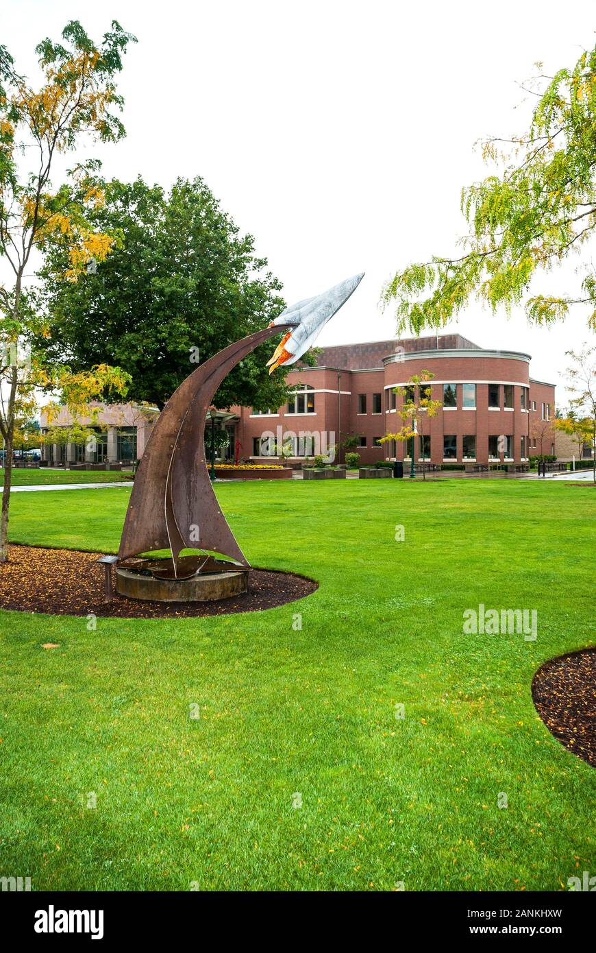 Artwork on campus of Public Library in Puyallup, Washington Stock Photo ...
