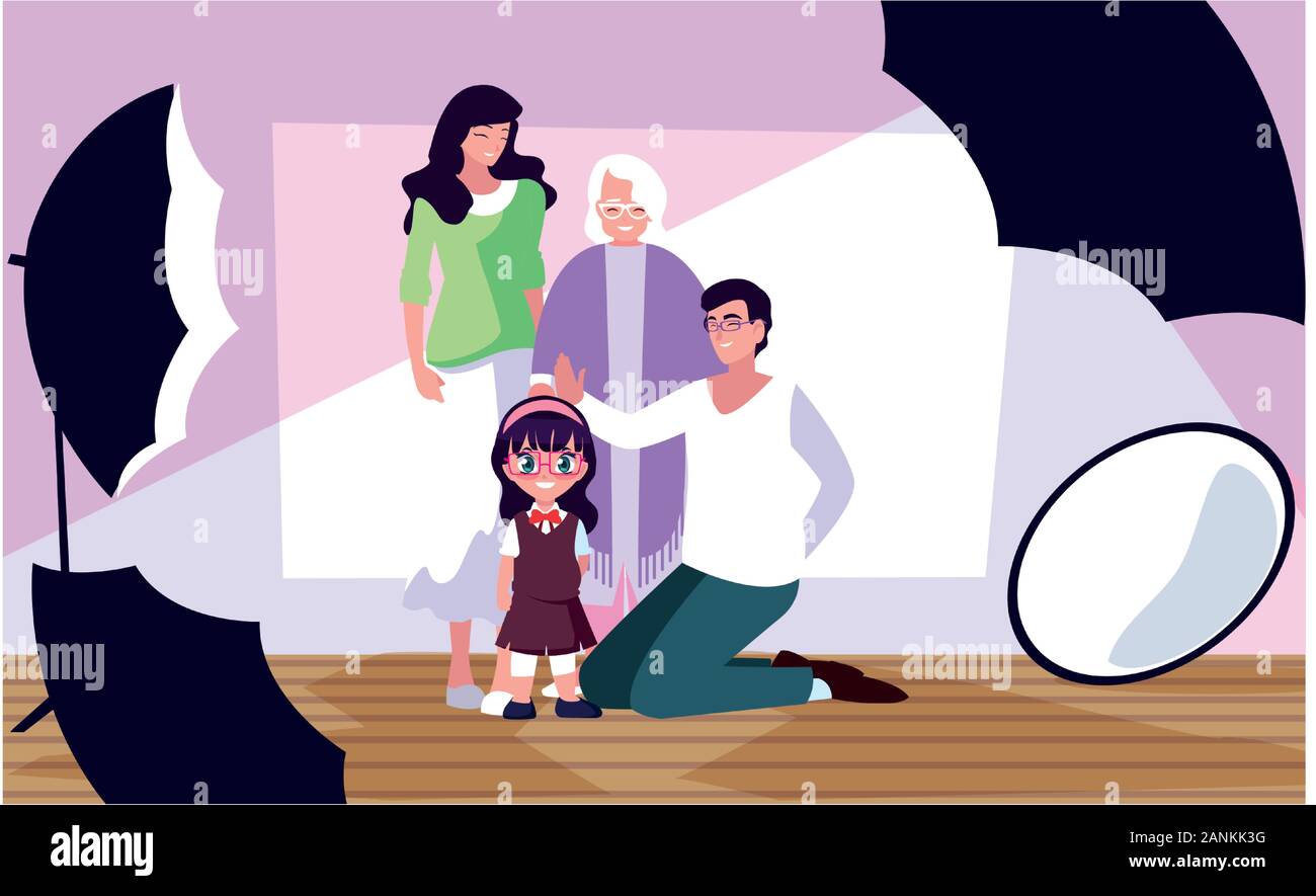 Mother daughter posing camera Stock Vector Images - Alamy